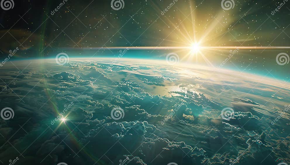 A Bright Sun is Shining Over the Earth Stock Image - Image of ...
