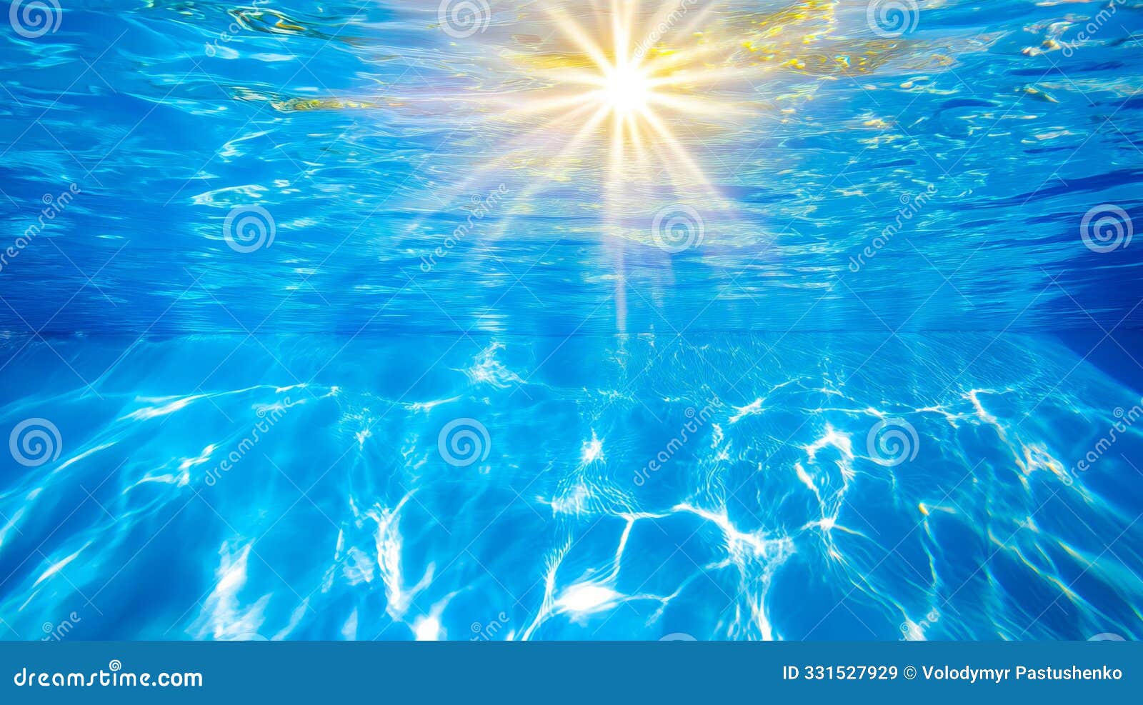 A Bright Sun Shining through the Water of a Swimming Pool Stock Image ...
