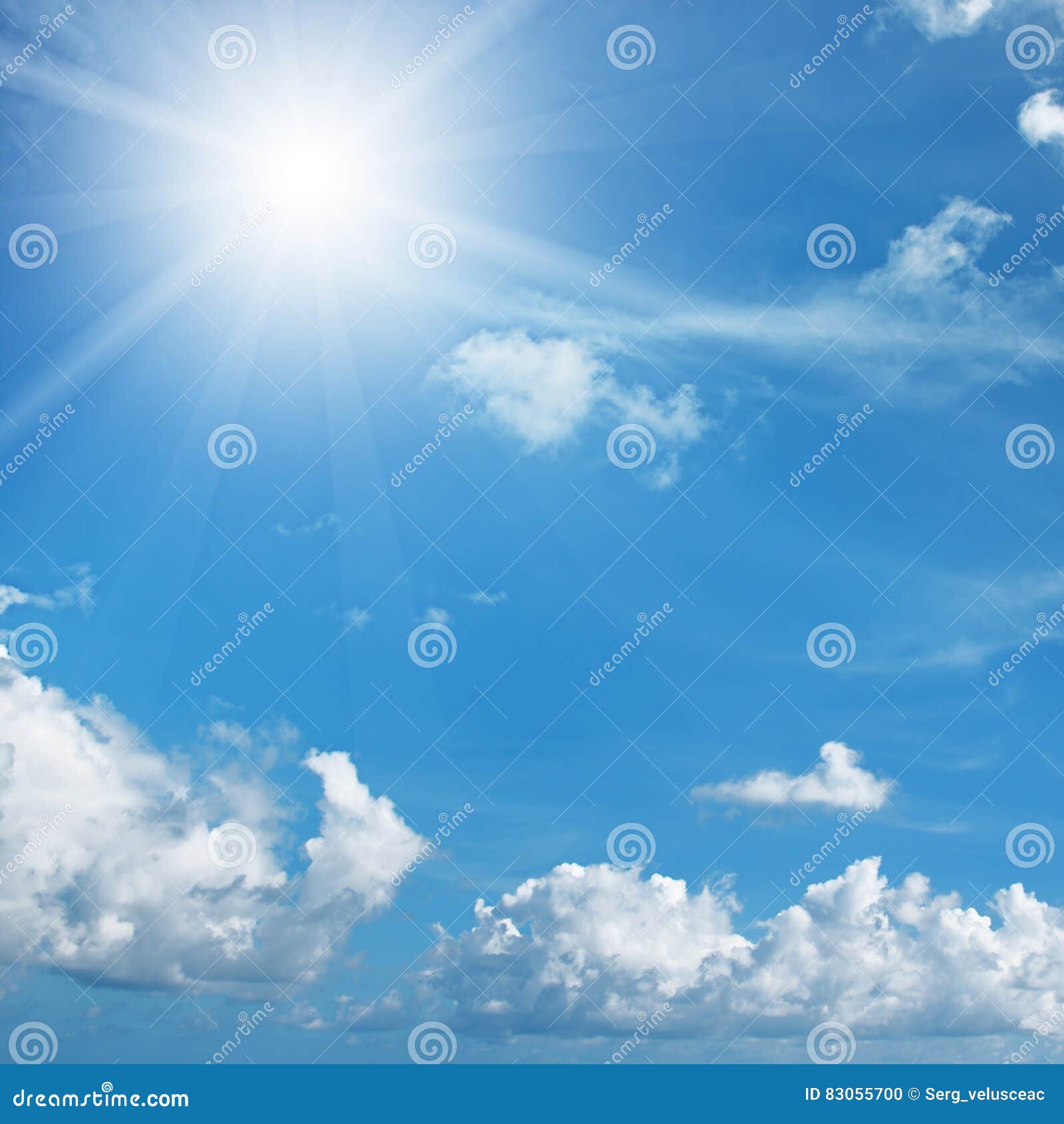 Bright sun in sky stock photo. Image of brightly, cloudscape - 83055700