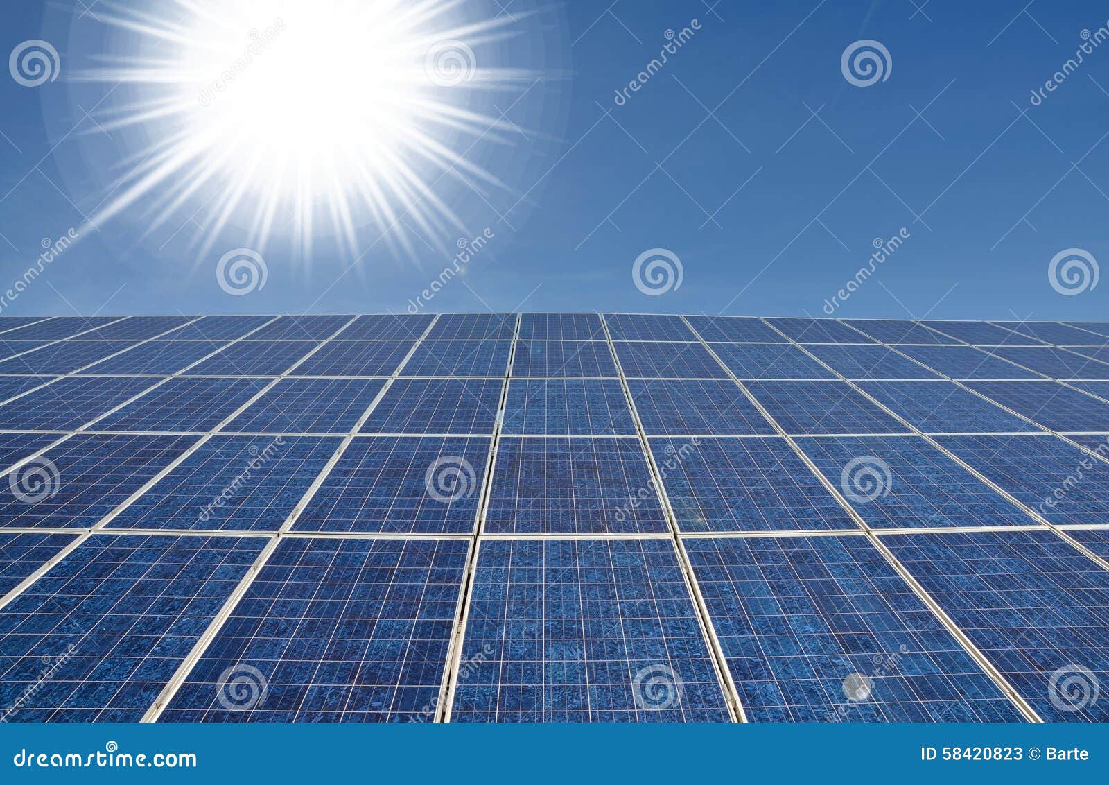 Bright Sun with Solar Panel Stock Image - Image of energieag ...