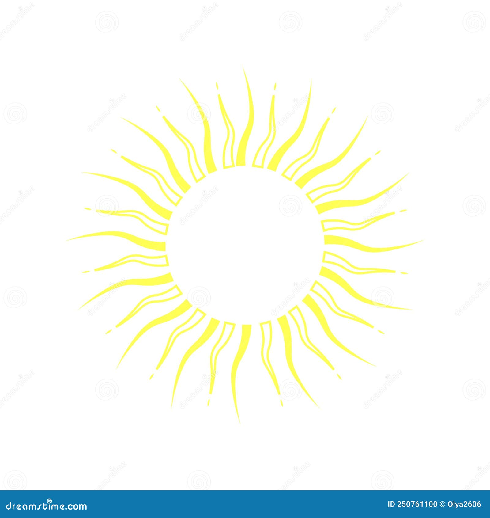 Bright Sun Vector on White Background, Minimalistic Stylized Sketch of ...