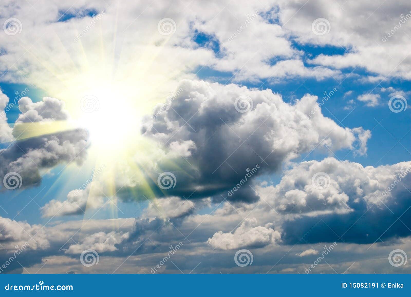 Bright Sun and White Clouds Stock Image - Image of space, skyscape ...