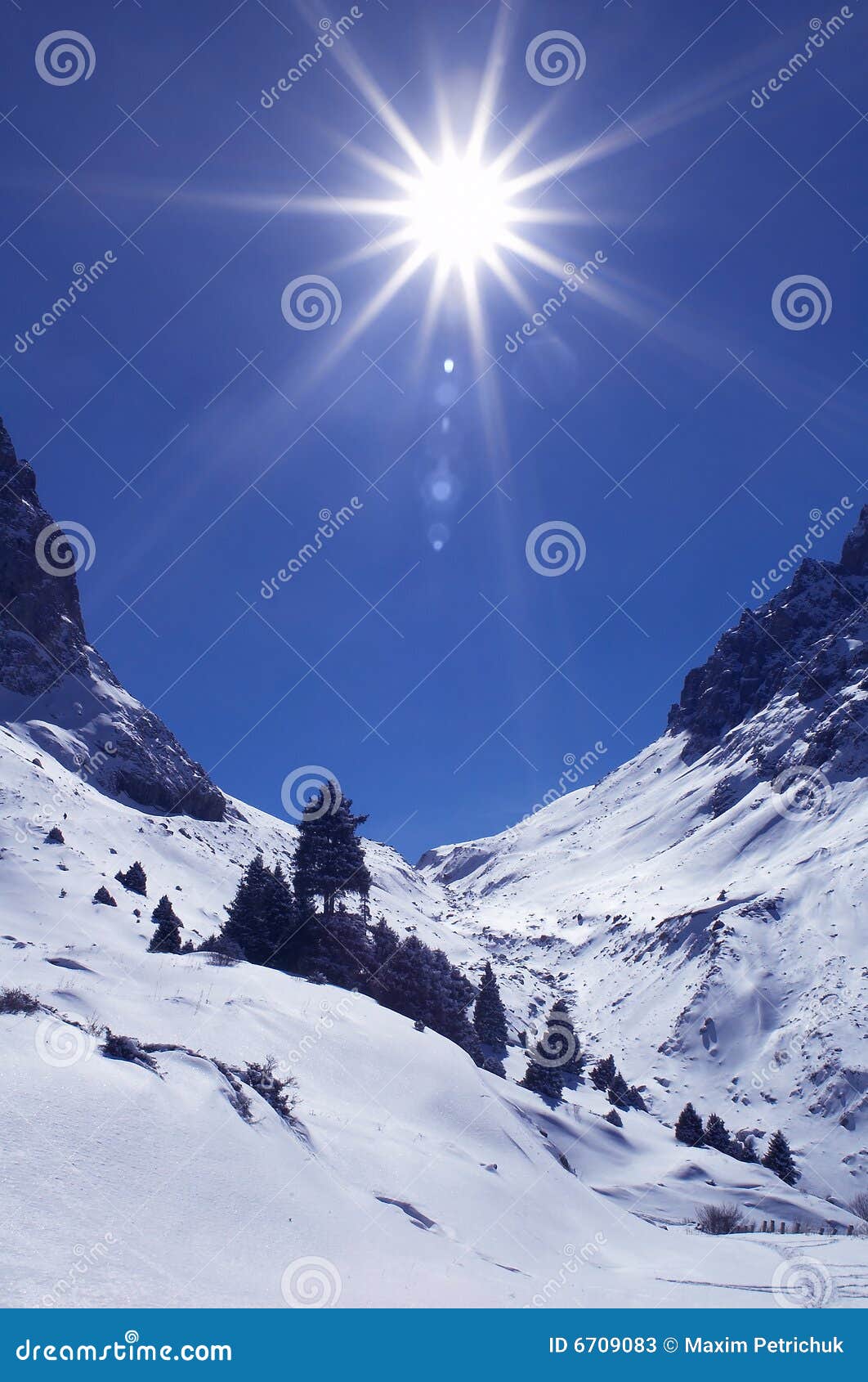 Bright Sun in Winter Mountains Stock Image - Image of rocky, empty: 6709083