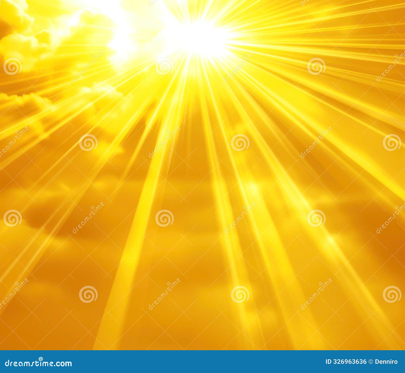 Bright Sunlight with Golden Rays Stock Illustration - Illustration of ...