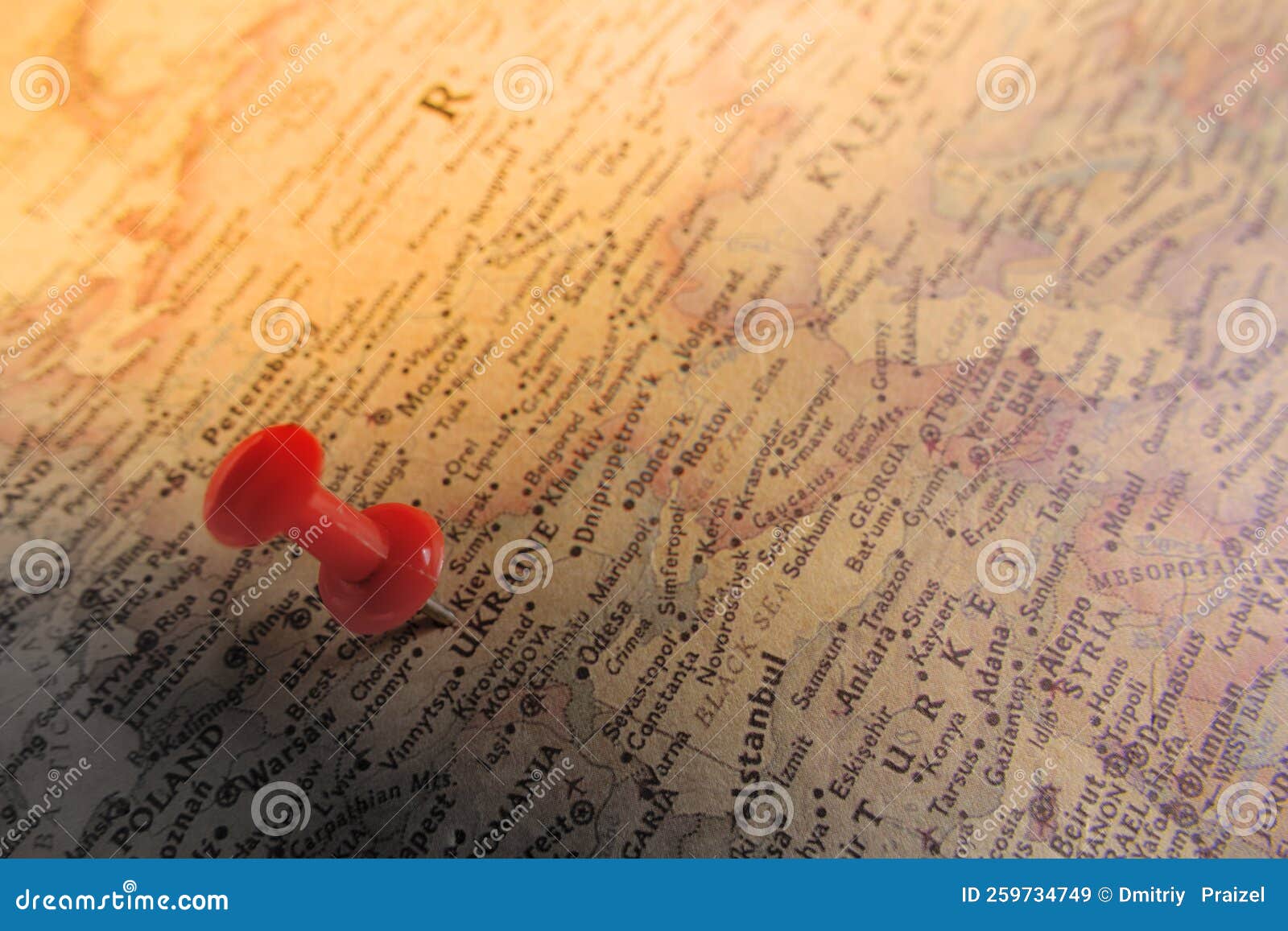 Bright Sunlight Illuminates Territory Russia World Map.Red Button is ...