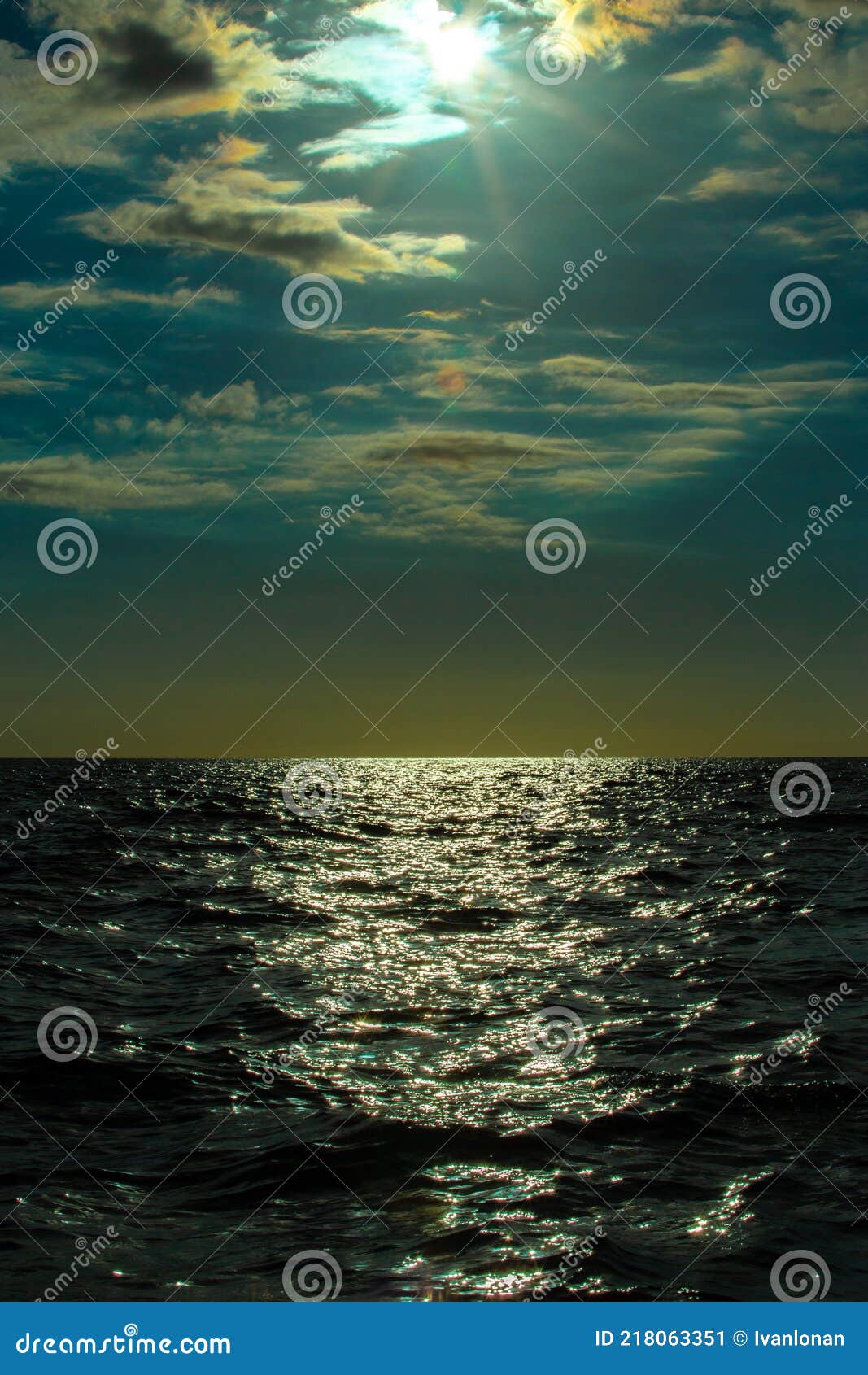 Bright Sunlight upon the Sea Stock Image - Image of shining, cloudscape ...