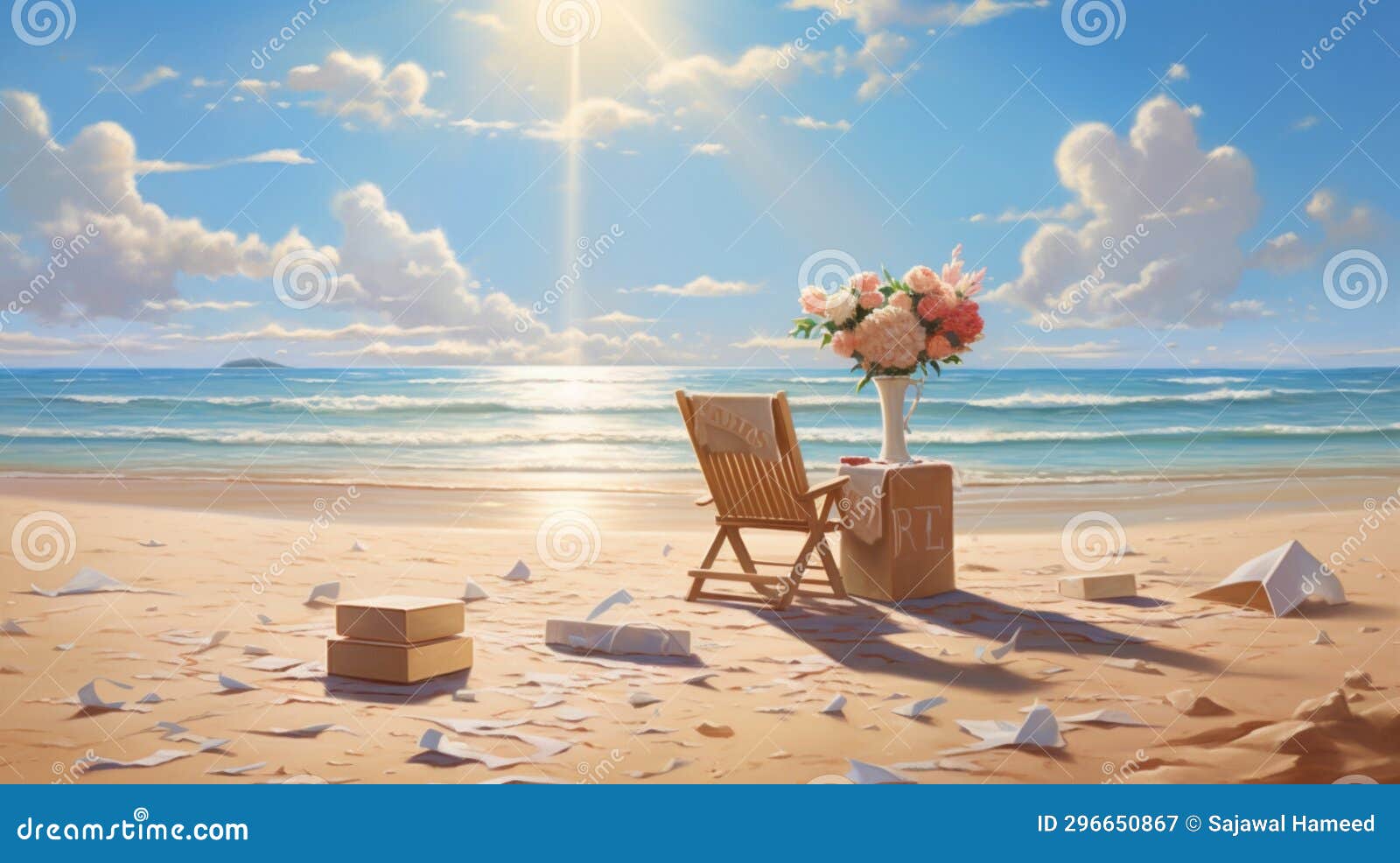 A Bright, Sunlit Beach Scene with a "Congrats" Message Written in the ...