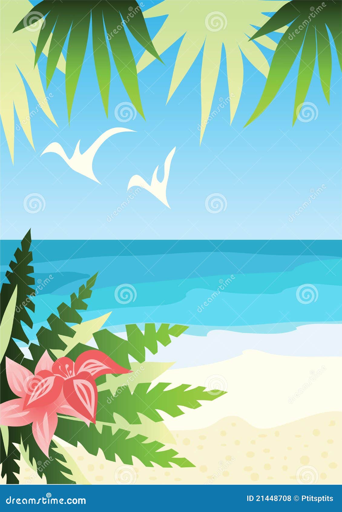 Bright sunny beach stock vector. Illustration of abstract - 21448708
