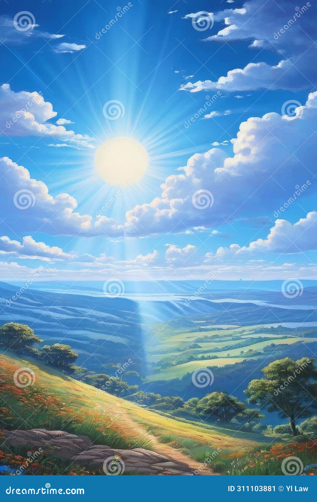 A Bright and Sunny Day is Depicted Stock Illustration - Illustration of ...