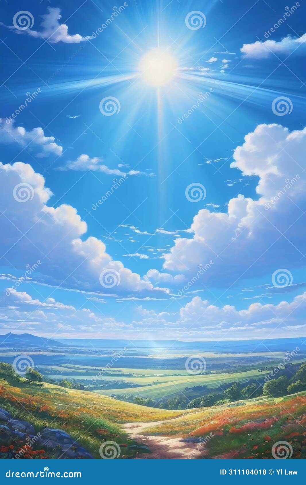 A Bright and Sunny Day is Depicted Stock Illustration - Illustration of ...