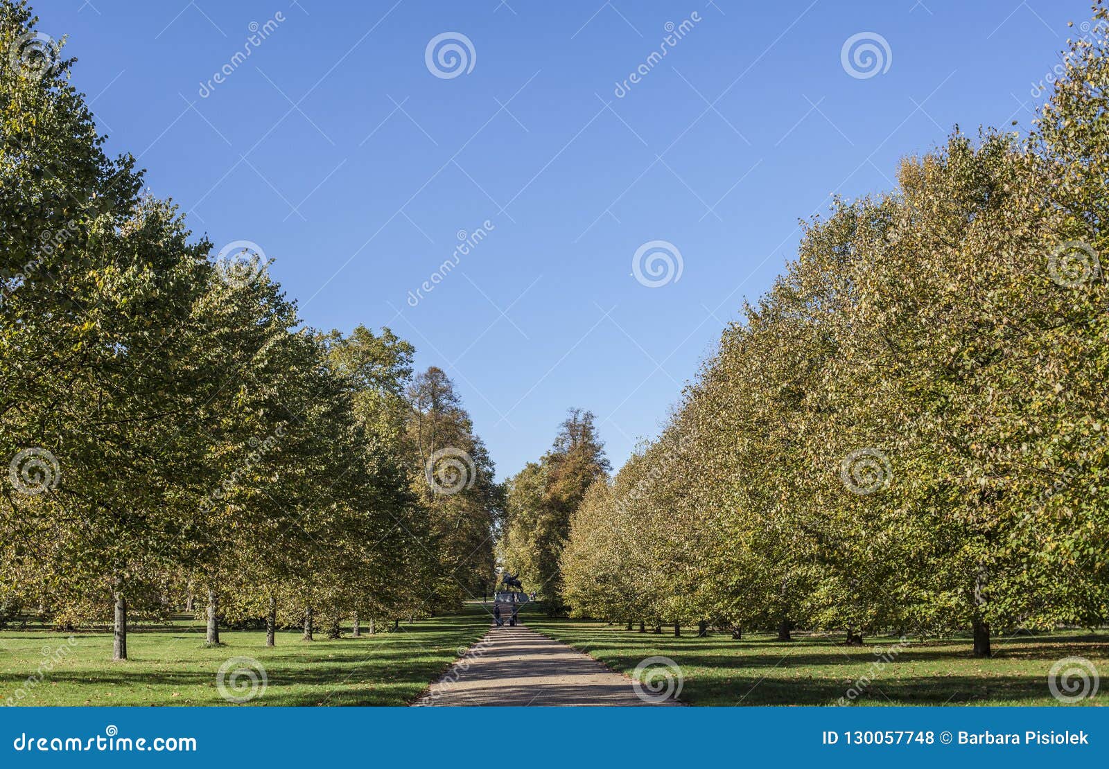Bright and Sunny October in London - a View of a Pathway in Hyde Park ...