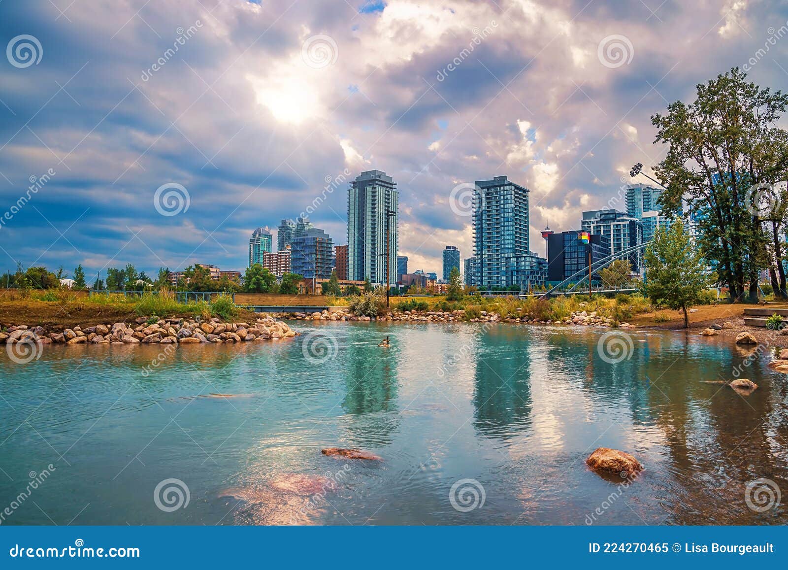 Sunny Cloudy Sky Over a Downtown Calgary Park Editorial Image - Image ...