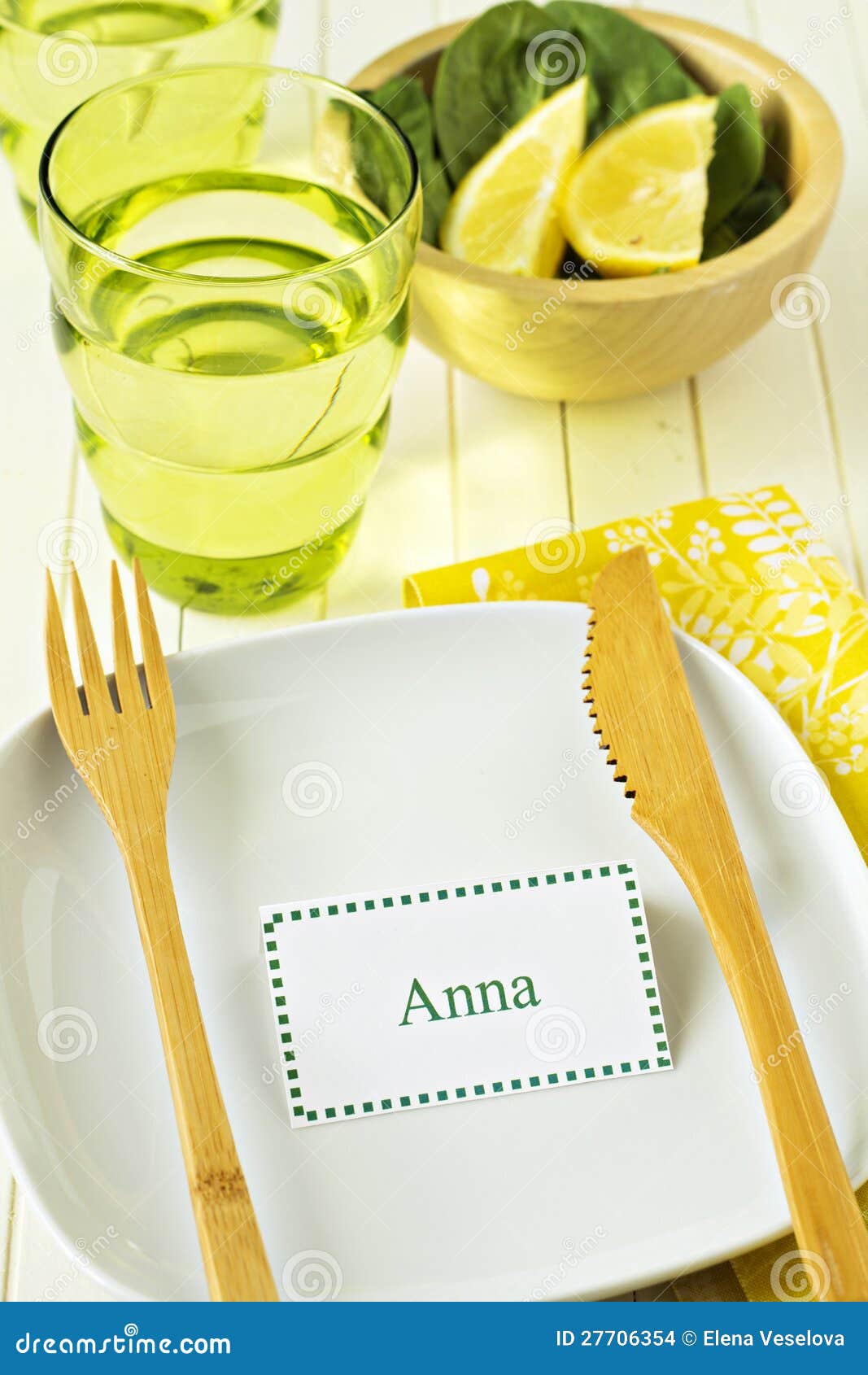 Bright and Sunny Table Setting Stock Photo - Image of place, napkin ...