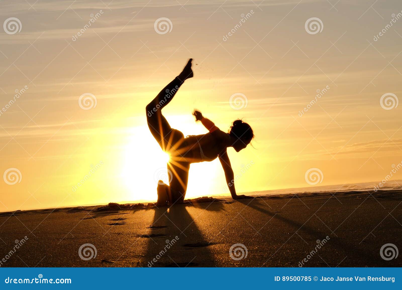 Bright Sunrays Behind Yogi Master Forming Silhouette Stock Image ...