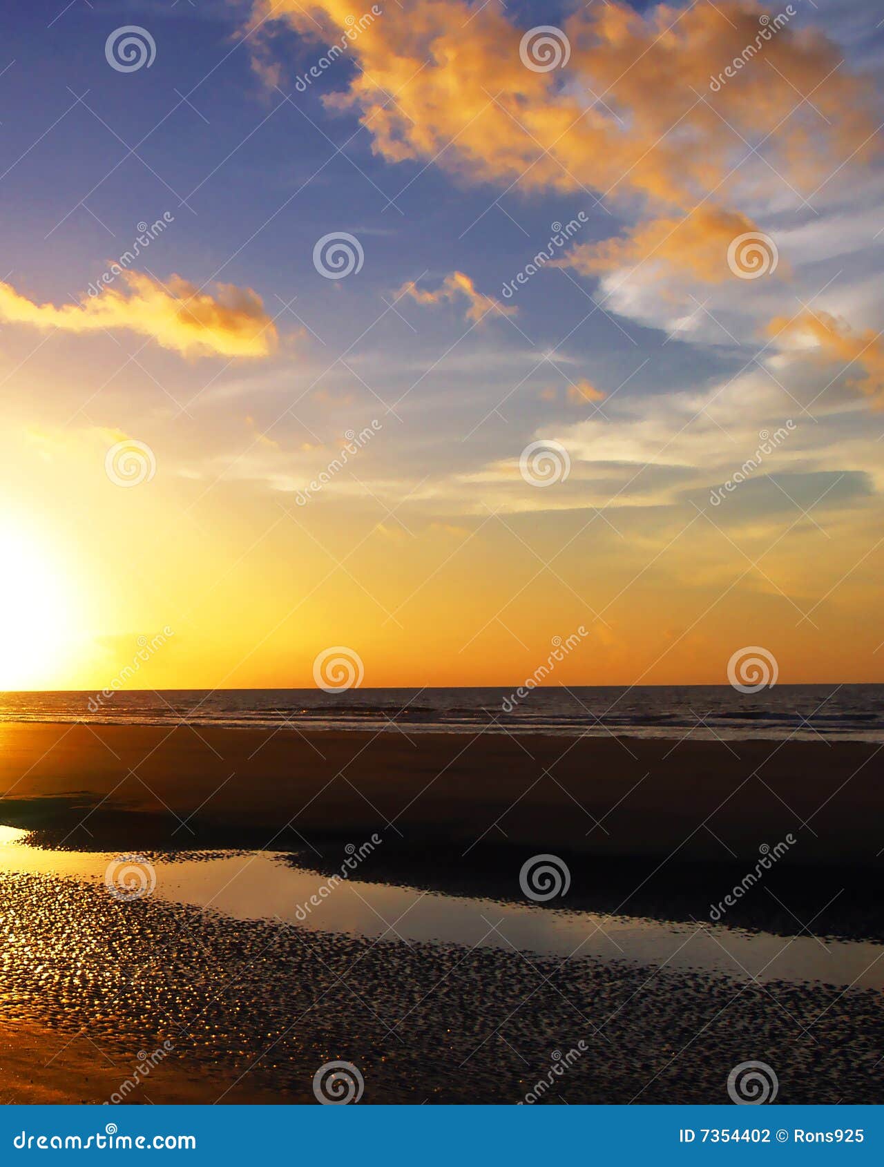 Bright Sunrise stock photo. Image of sunrise, clouds, sand - 7354402