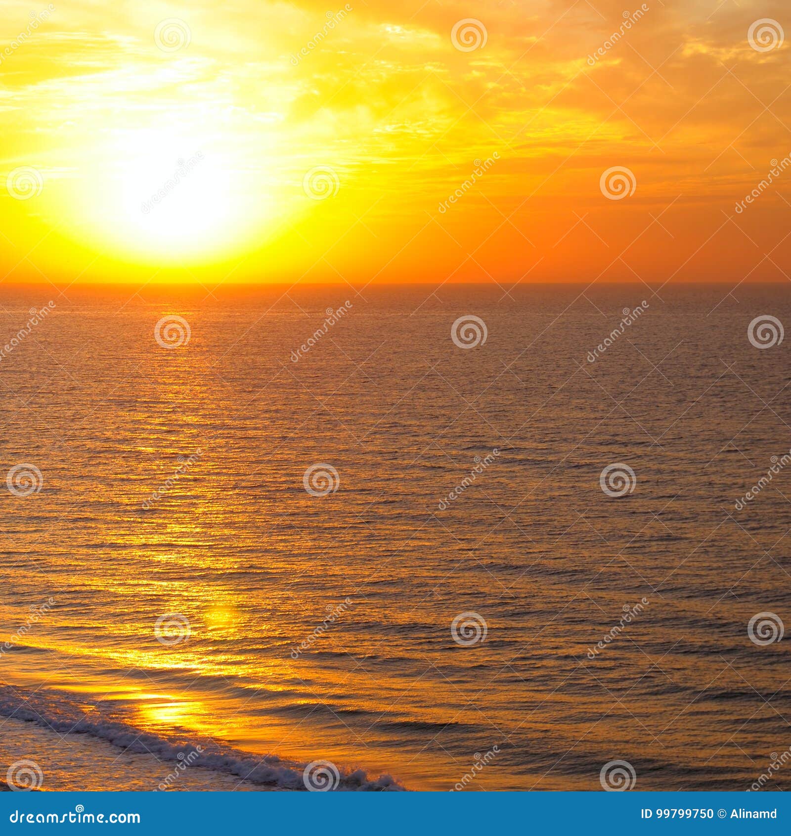 Bright sunrise over ocean stock photo. Image of summer - 99799750