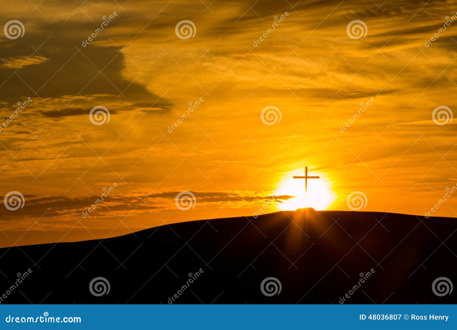 Bright Sunset Cross stock image. Image of sundown, hill - 48036807