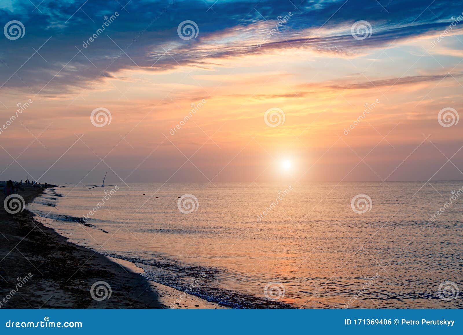 Bright sunset stock photo. Image of ocean, orange, nature - 171369406
