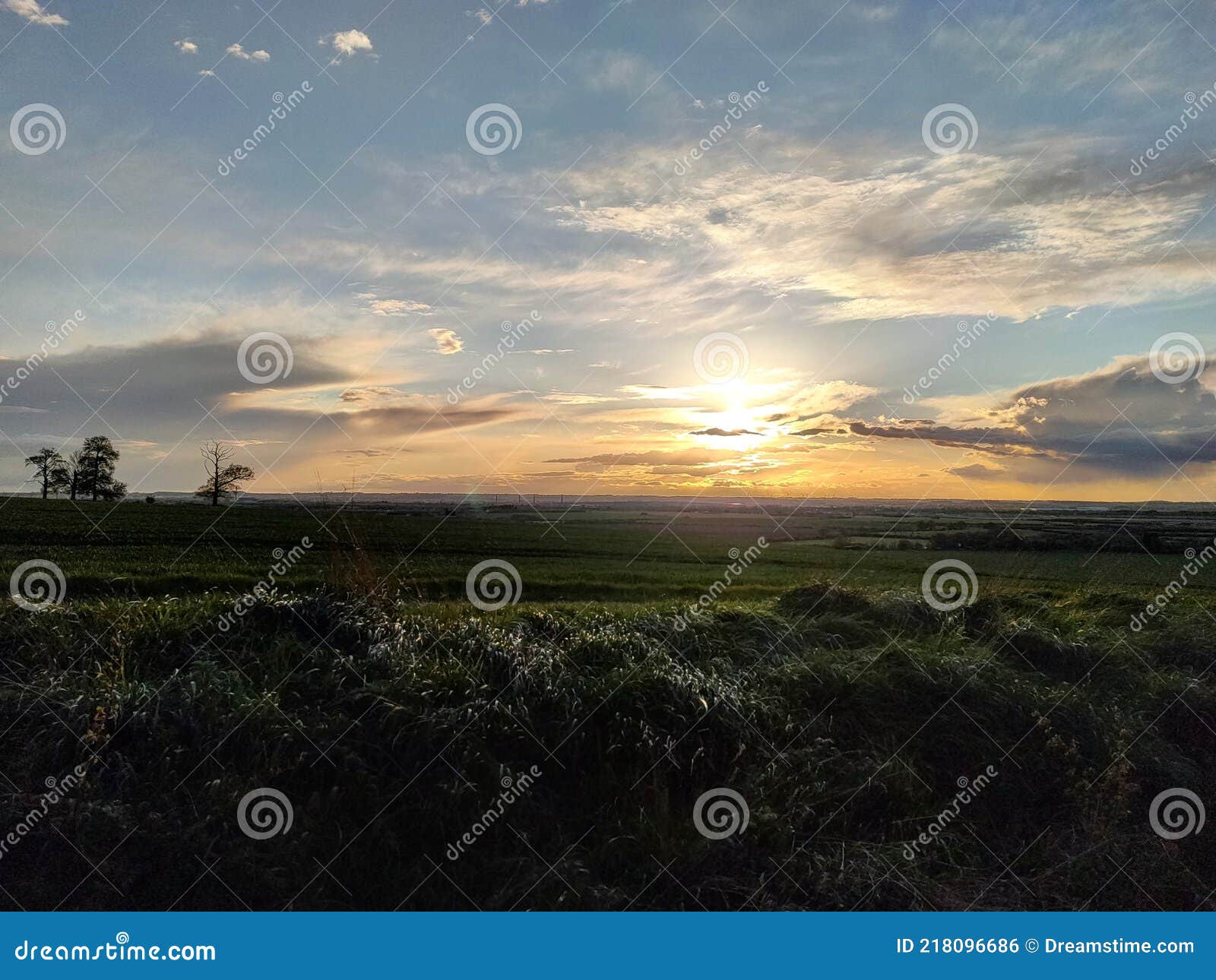 Bright Sunset Over the Country Stock Photo - Image of sunrise, prairie ...