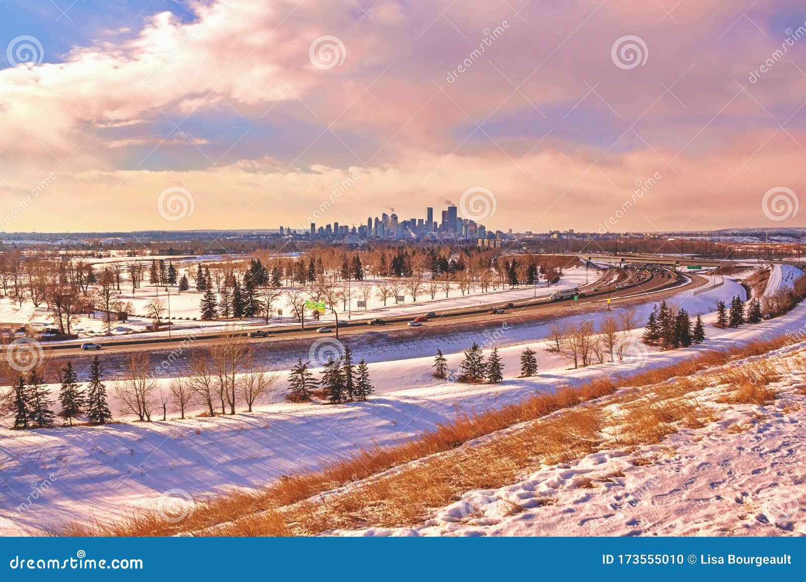 Bright Sunset Sky Over Downtown Calgary Stock Photo - Image of scenic ...
