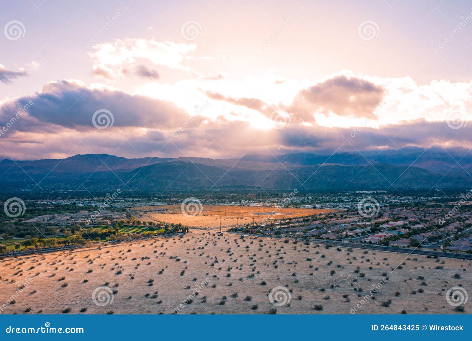 Bright Sunset Sky Over Palm Springs, California Stock Image - Image of ...