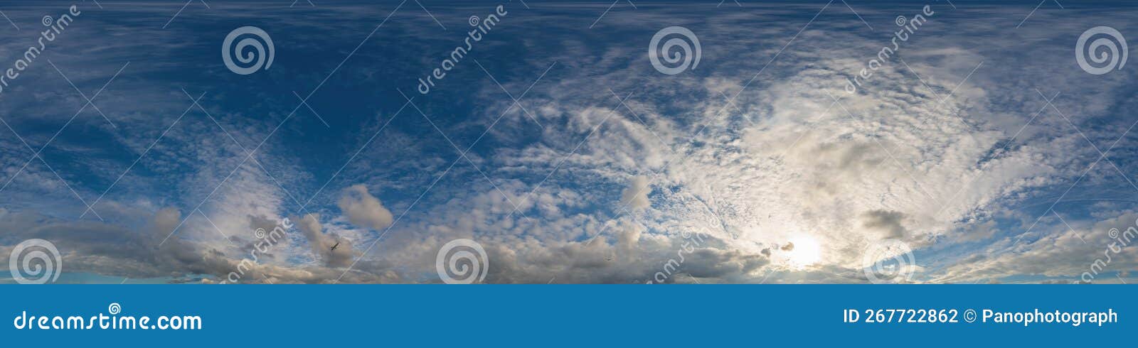 Bright Sunset Sky Panorama with Cirrus Clouds. Hdr Seamless Spherical ...