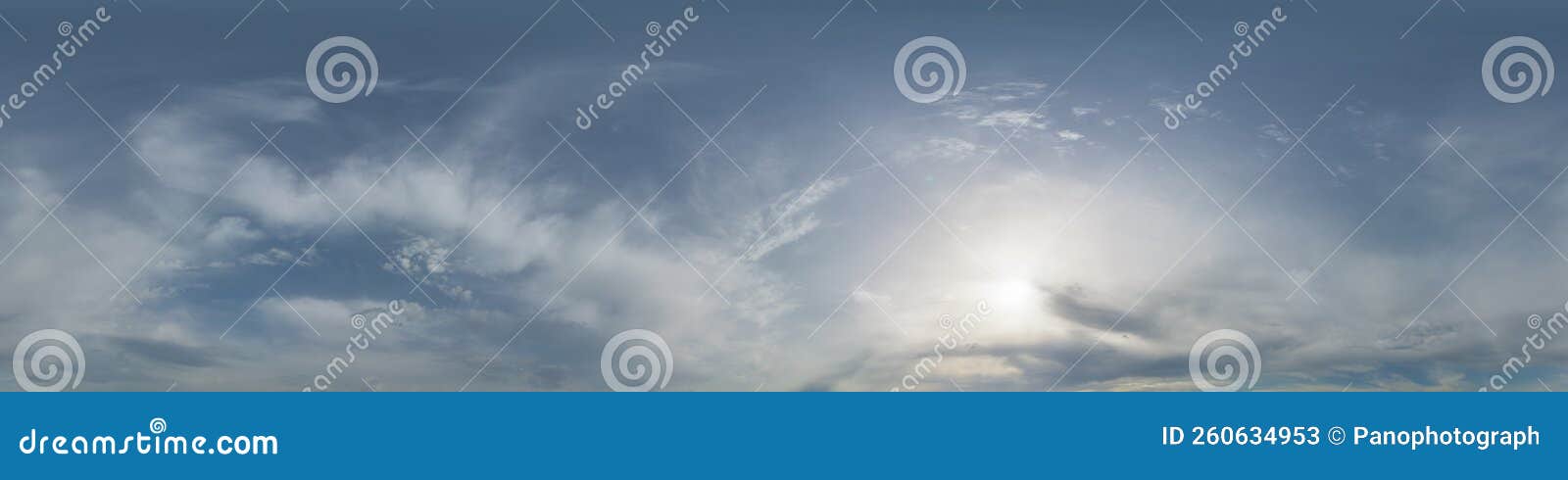 Bright Sunset Sky Panorama with Cirrus Clouds. Hdr Seamless Spherical ...