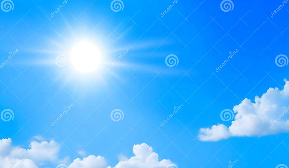 Bright Sunshine Blue Sky Background. Clouds Sunshine Background Stock ...