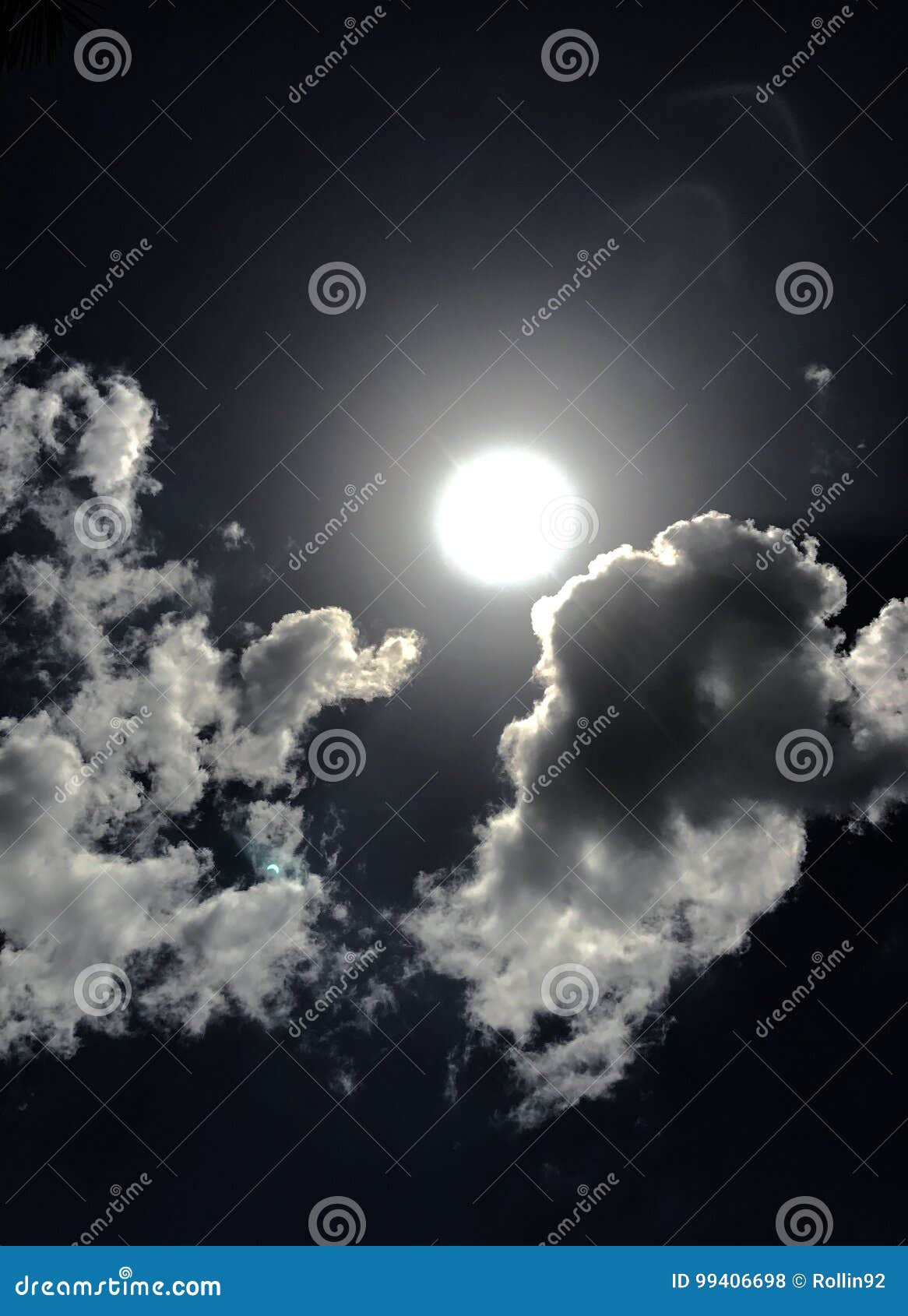 Bright Sunshine and Silver-lining Clouds Stock Photo - Image of ...
