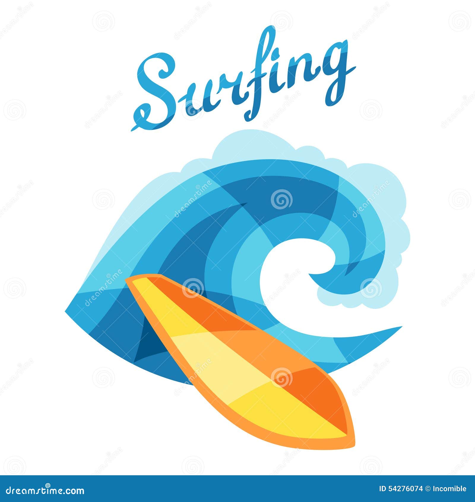 Bright Surfing Illustration or Print for T-shirts Stock Vector ...