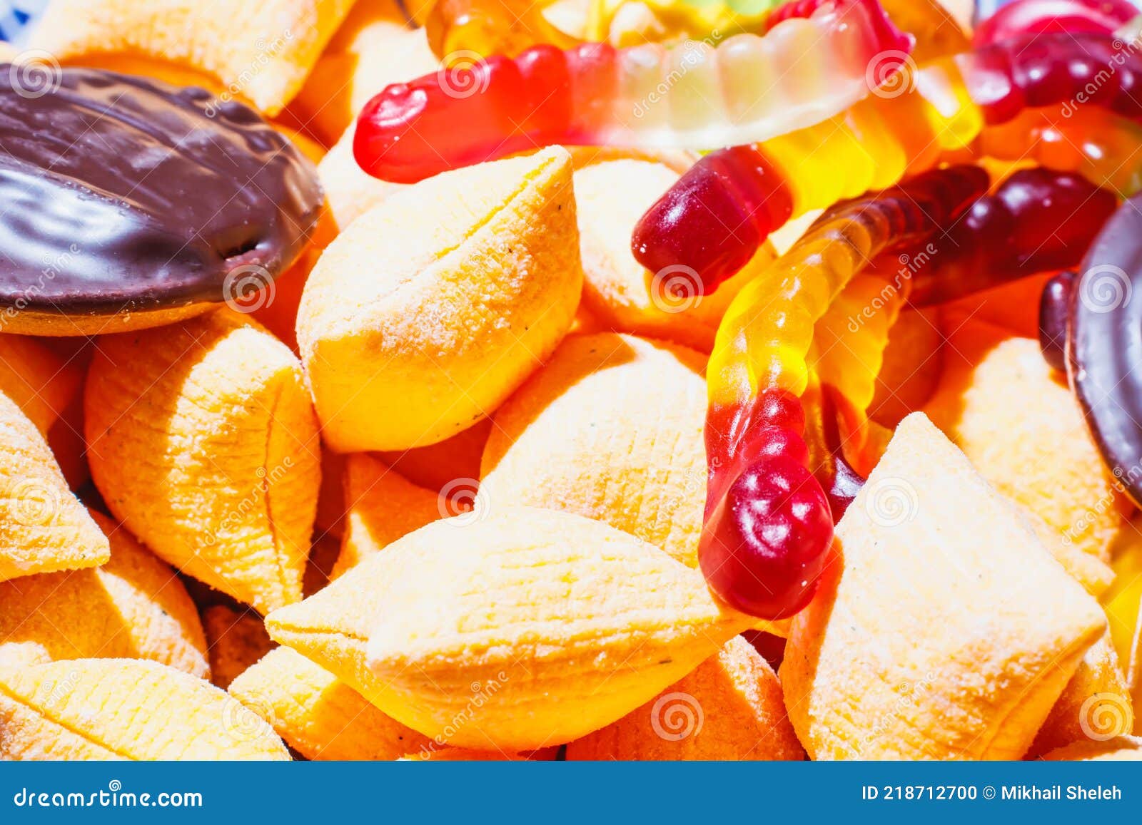 Bright Sweets in the Plate. Colored Gelatinous Soft Worms. Stock Photo ...