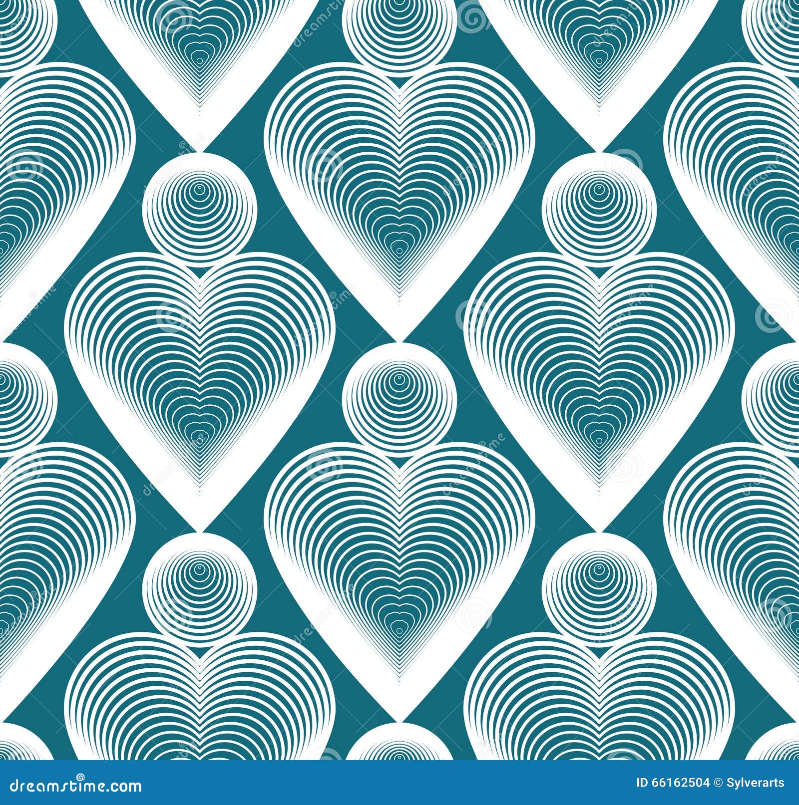 Bright Symmetric Seamless Pattern with Decorative Hearts, Art Ba Stock ...