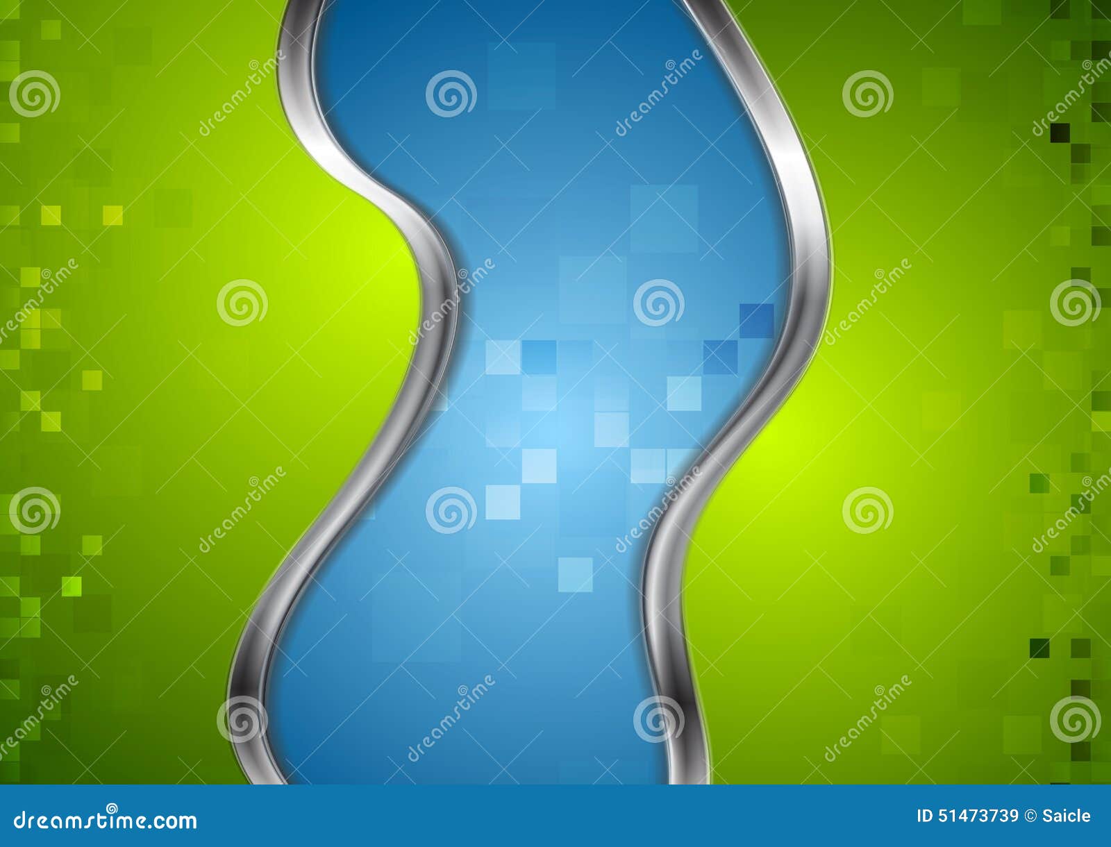 Bright Tech Background with Metallic Waves Stock Vector - Illustration ...