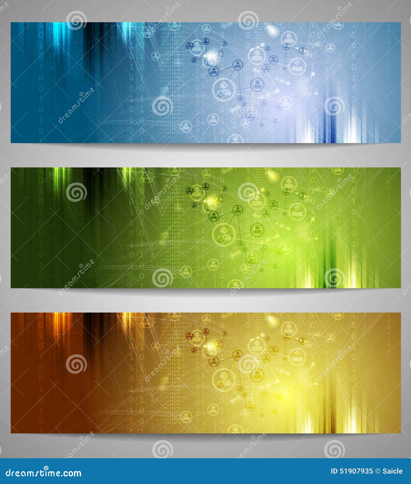 Bright technology banners stock vector. Illustration of color - 51907935