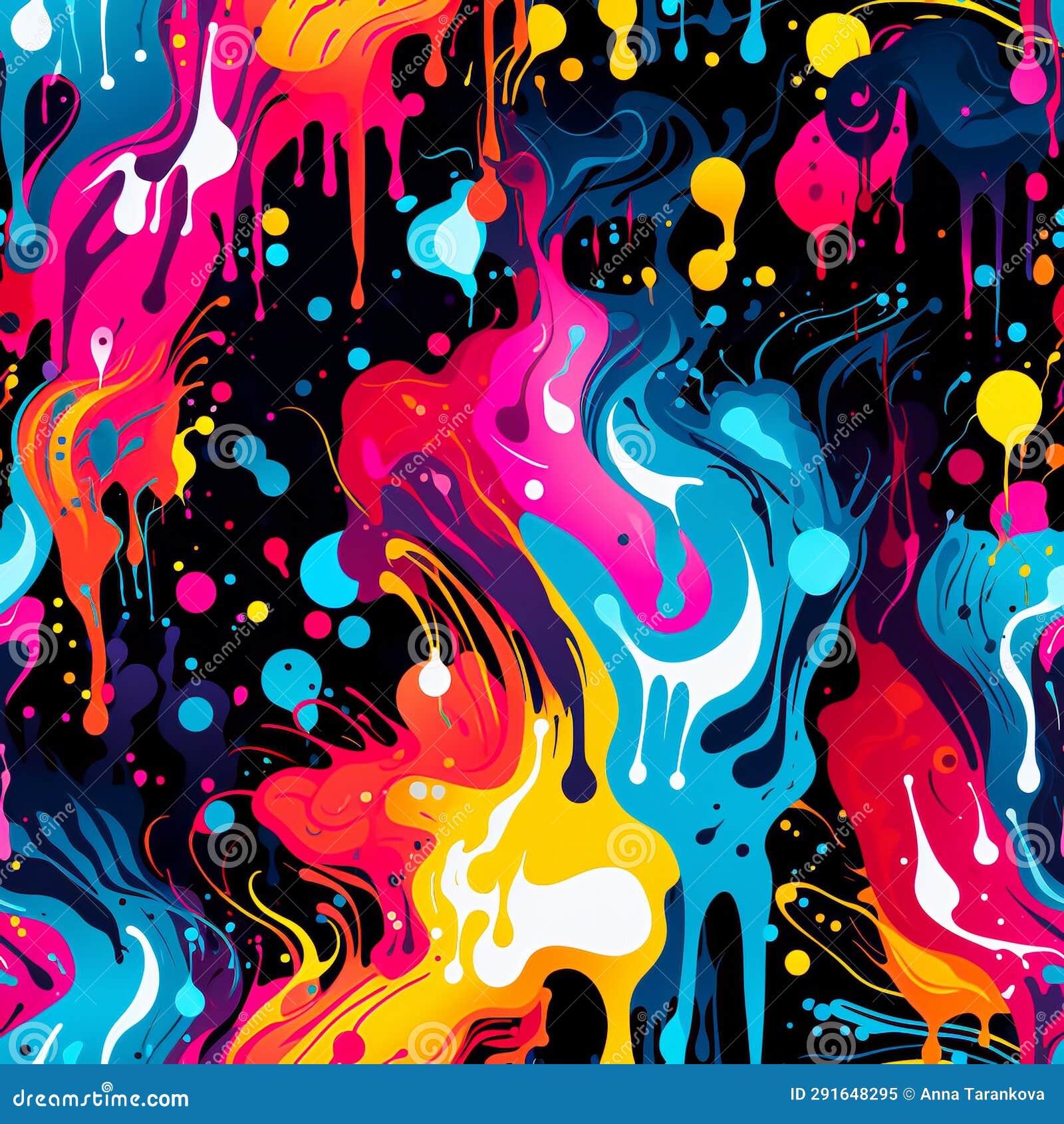 Bright TEENAGE PATTERN. Graffiti Seamless Texture with Fancy Elements ...