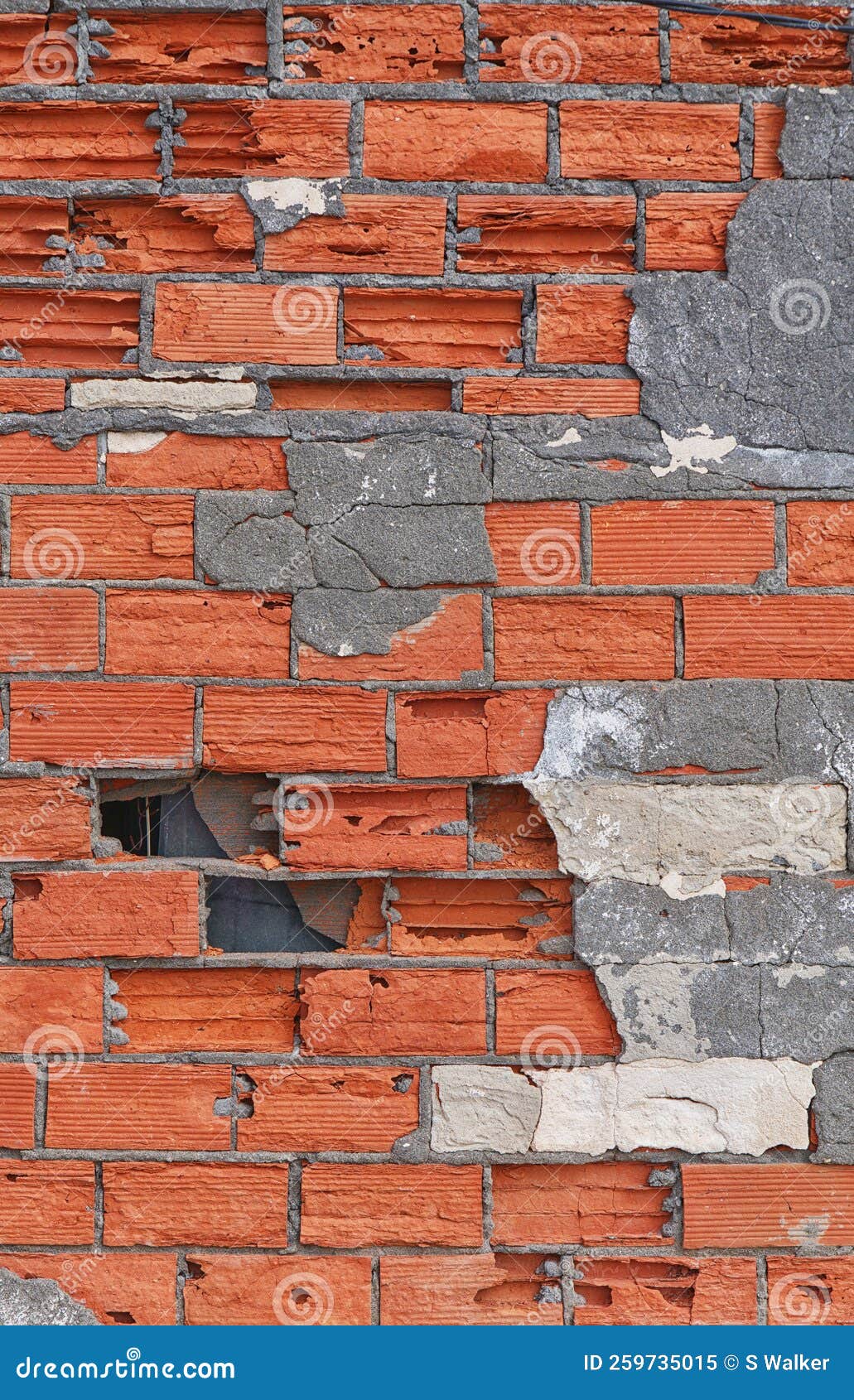 Crumbling Terracotta Brickwork. Background. Stock Image - Image of ...