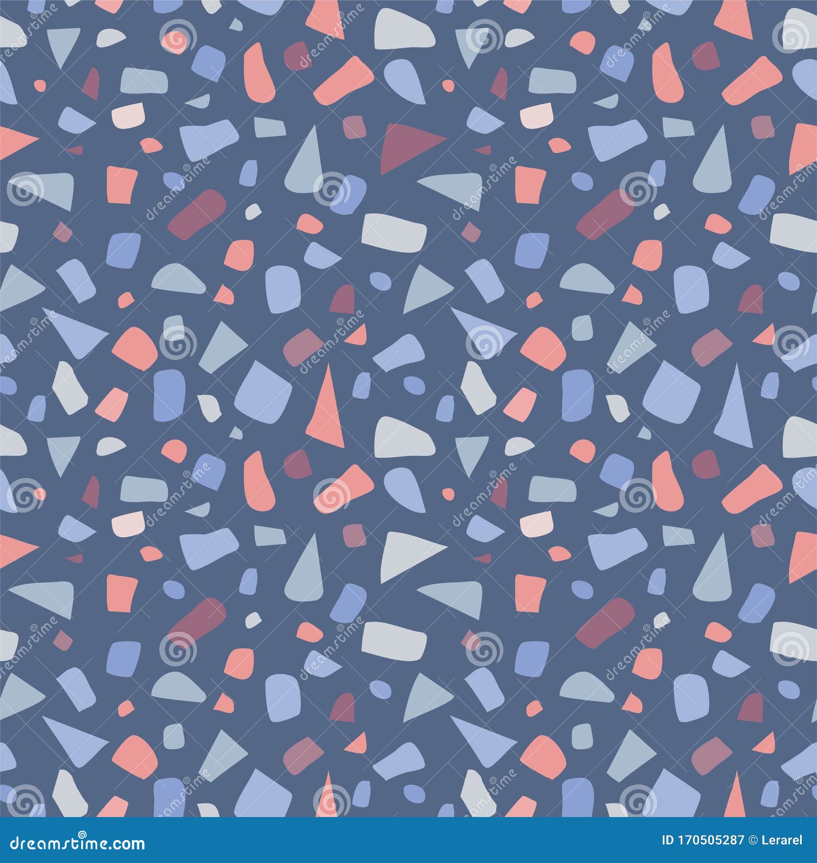 Bright Terrazzo Seamless Pattern. Abstract Terrazzo Design in Blue ...