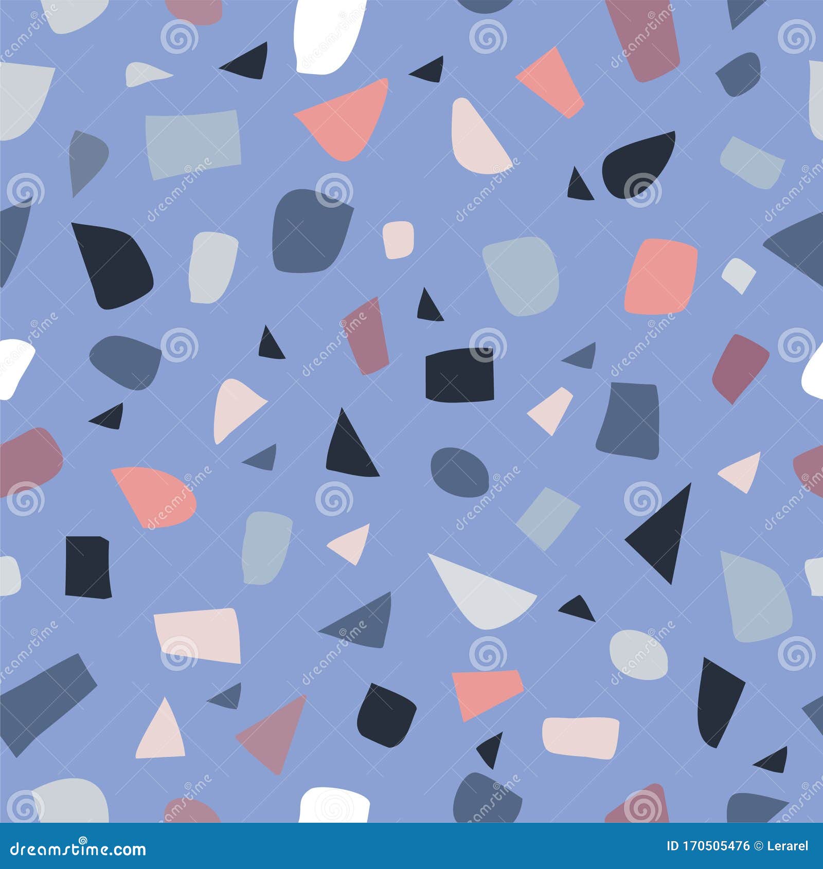 Bright Terrazzo Seamless Pattern. Abstract Terrazzo Design in Blue ...