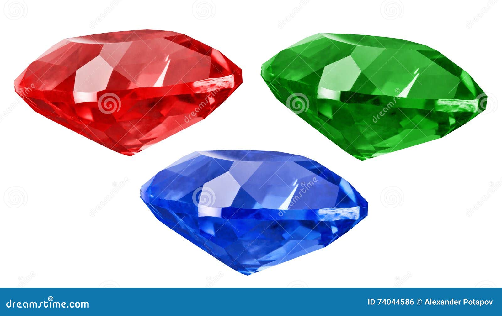 Bright Three Gems Isolated on White Stock Photo - Image of treasure ...