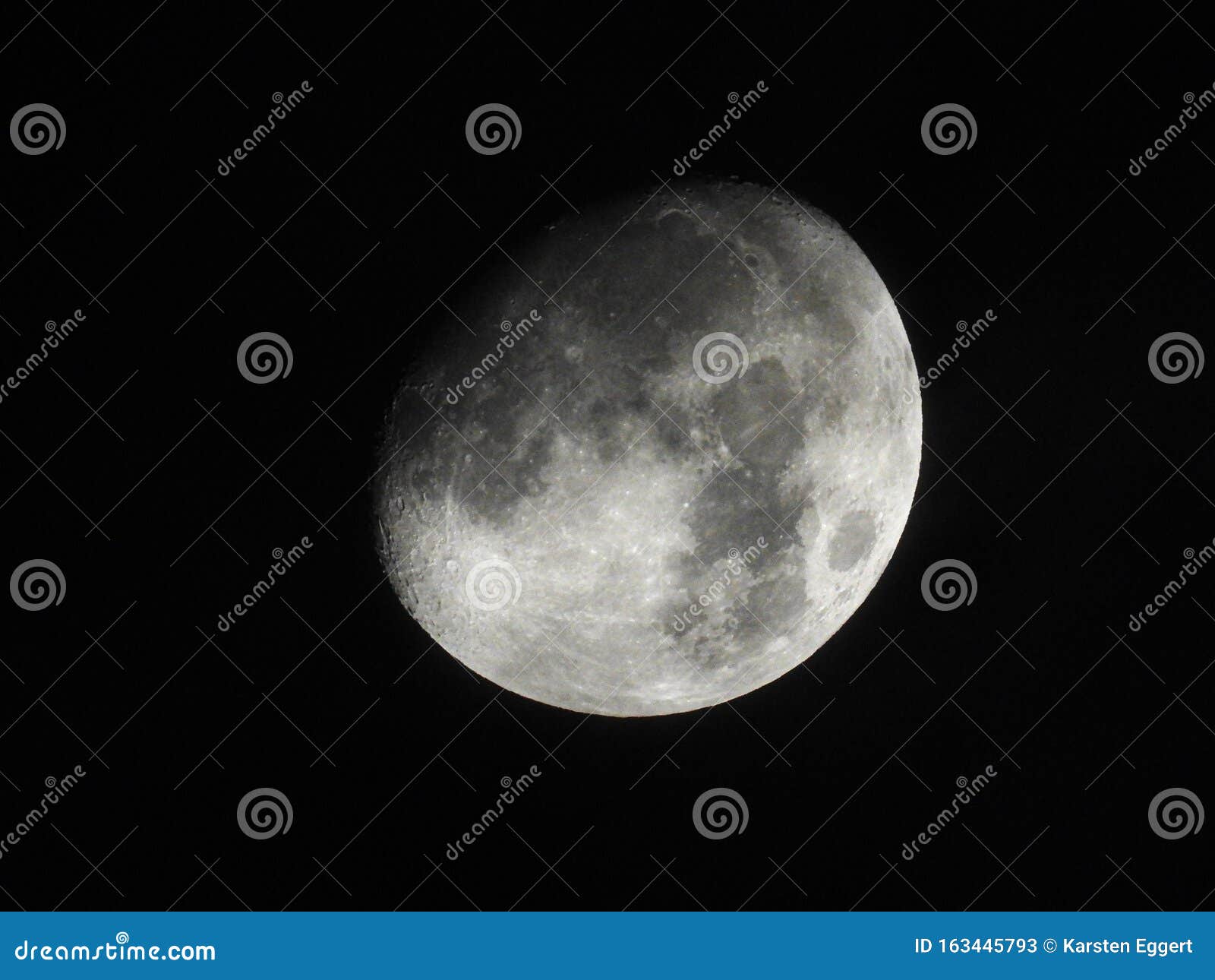 Bright Three-quarter Moon Stands in the Night Sky Stock Image - Image ...