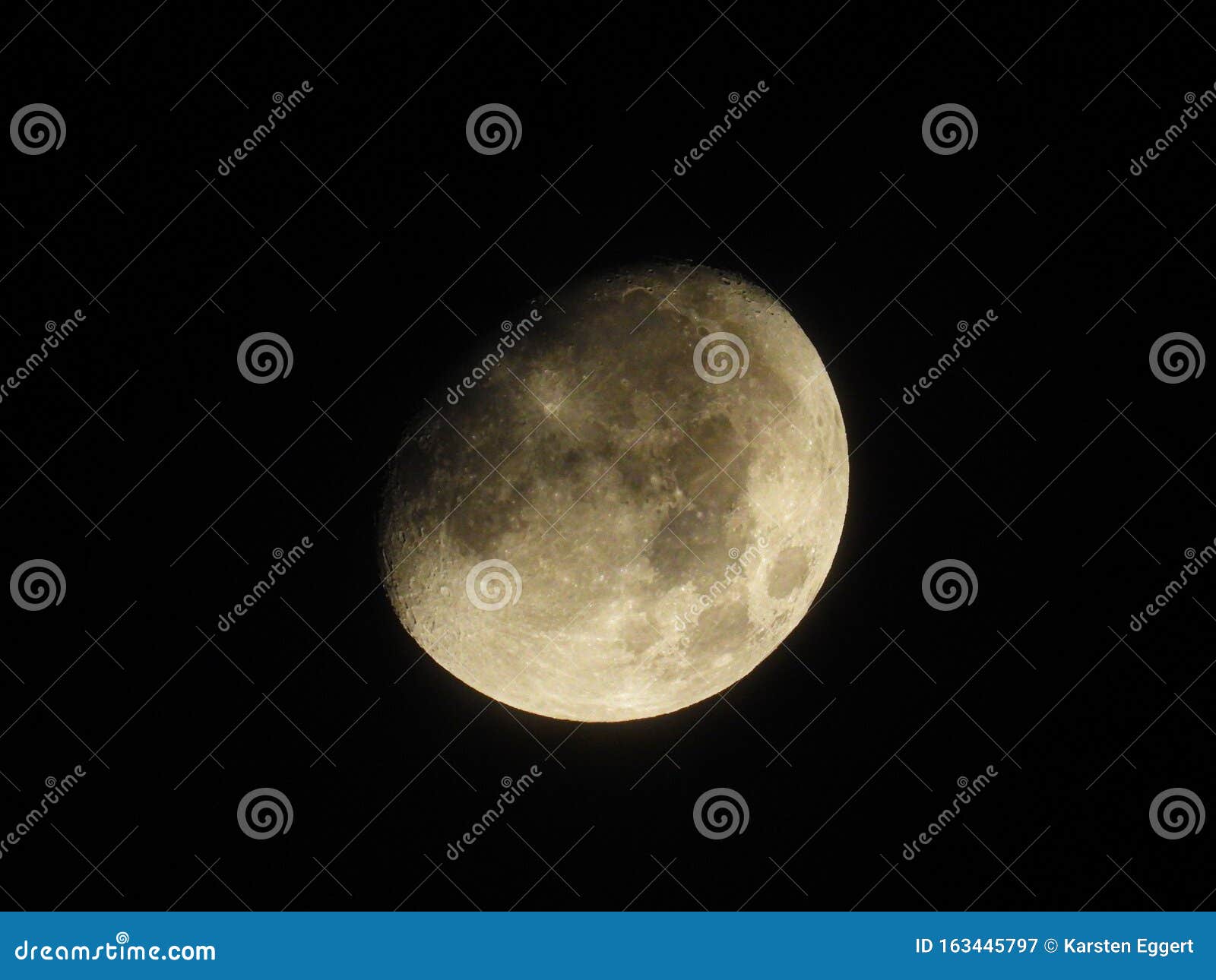 Bright Three-quarter Moon Stands in the Night Sky Stock Image - Image ...