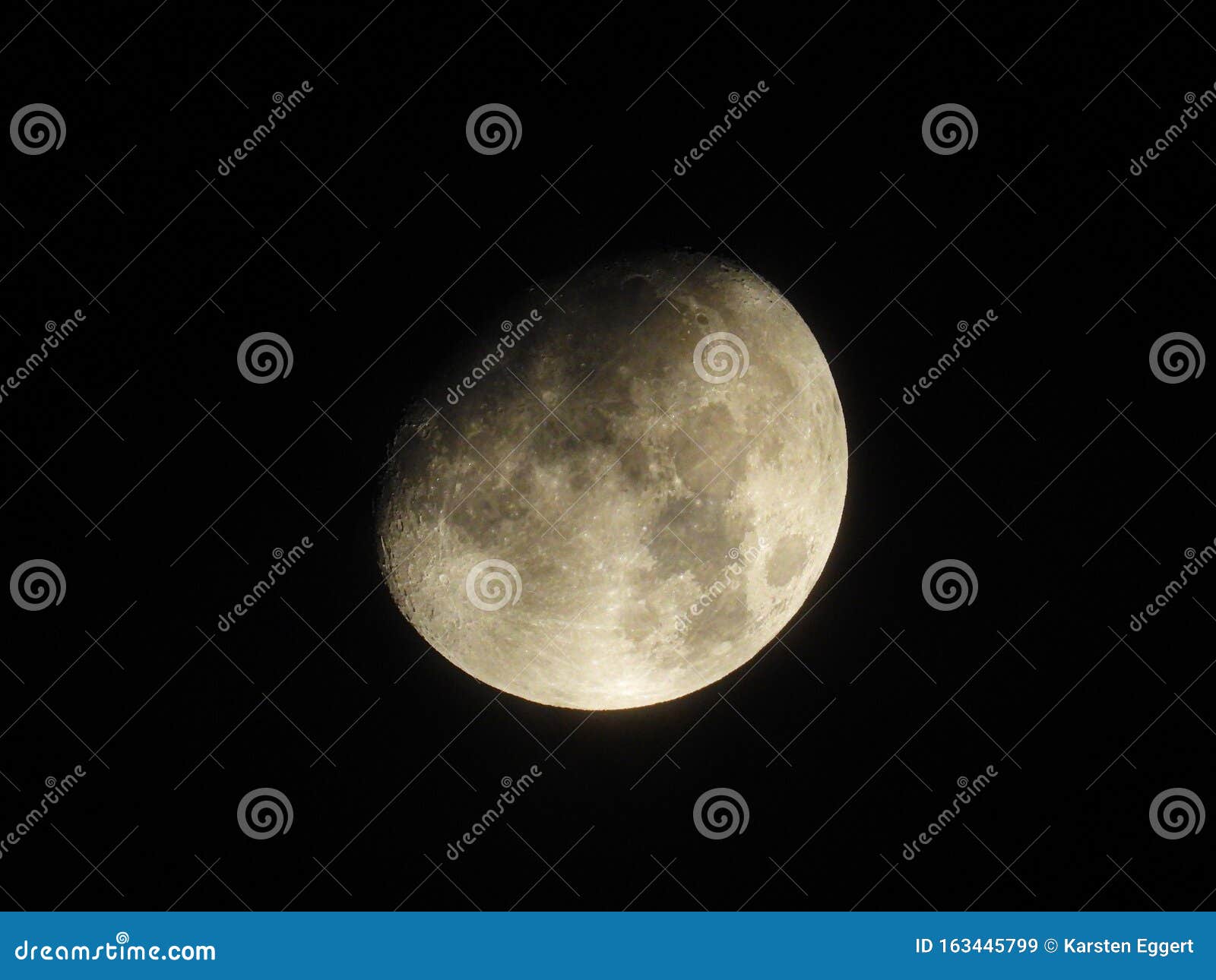 Bright Three-quarter Moon Stands in the Night Sky Stock Image - Image ...