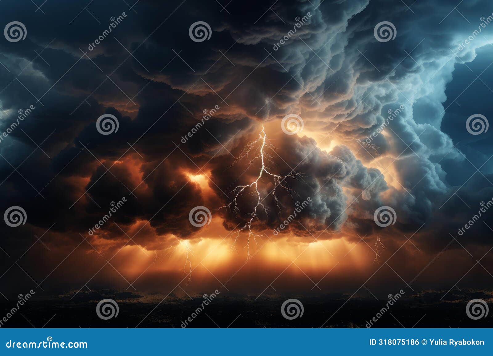 Bright Thundercloud Lightning Color. Generate AI Stock Photo - Image of ...