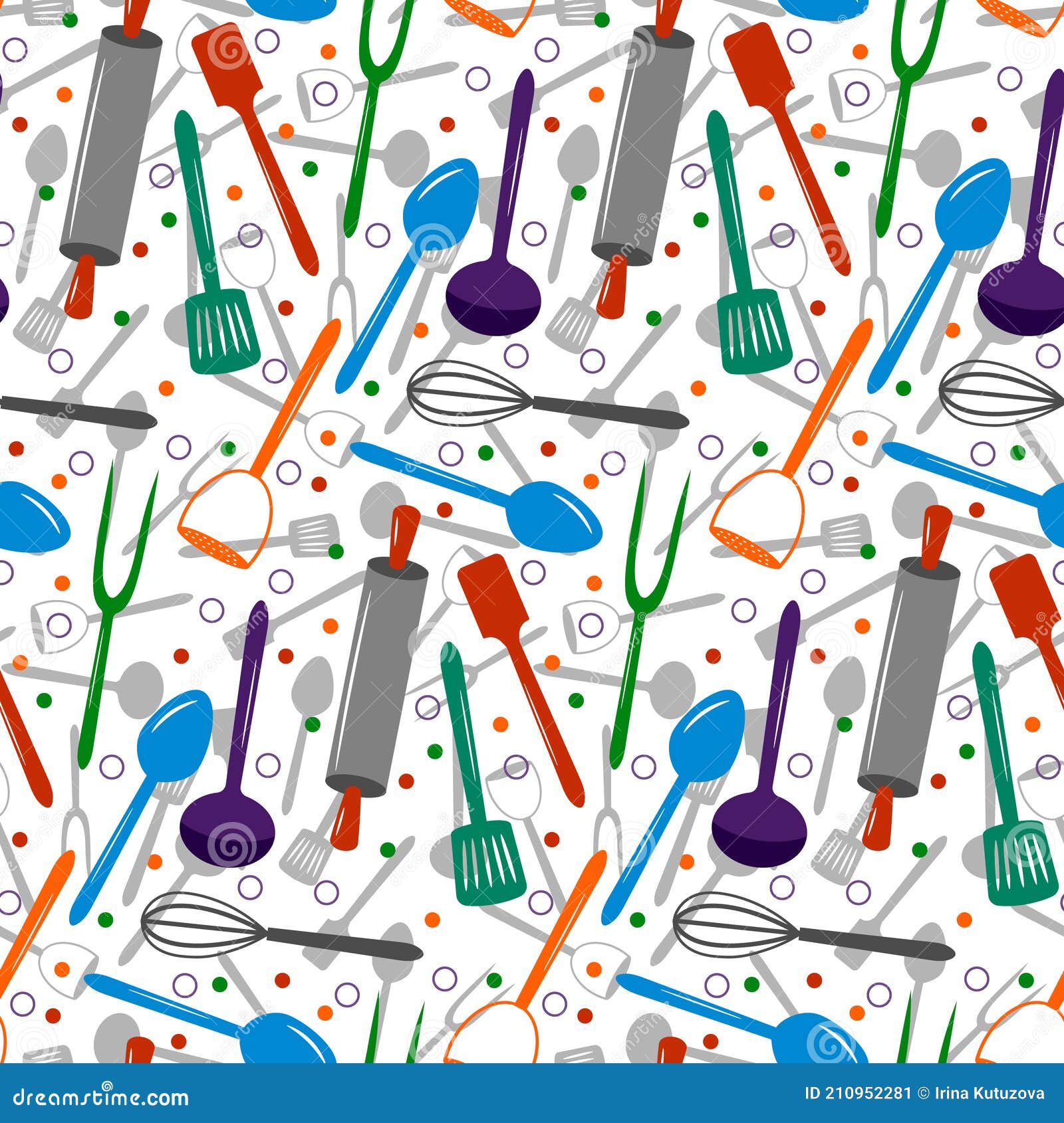 Bright Tools for Preparing Food. Pattern with Kitchen Tools. Stock ...