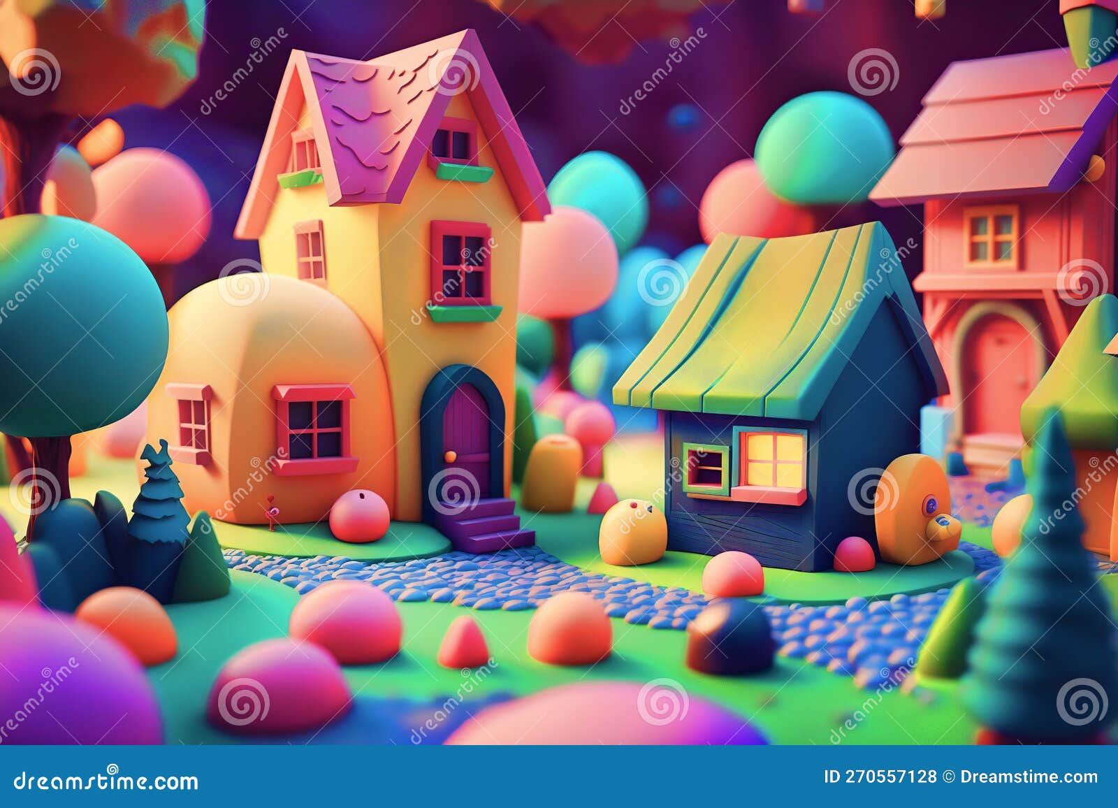 Bright Toy Houses in a Toy City Ai Generated Stock Illustration ...