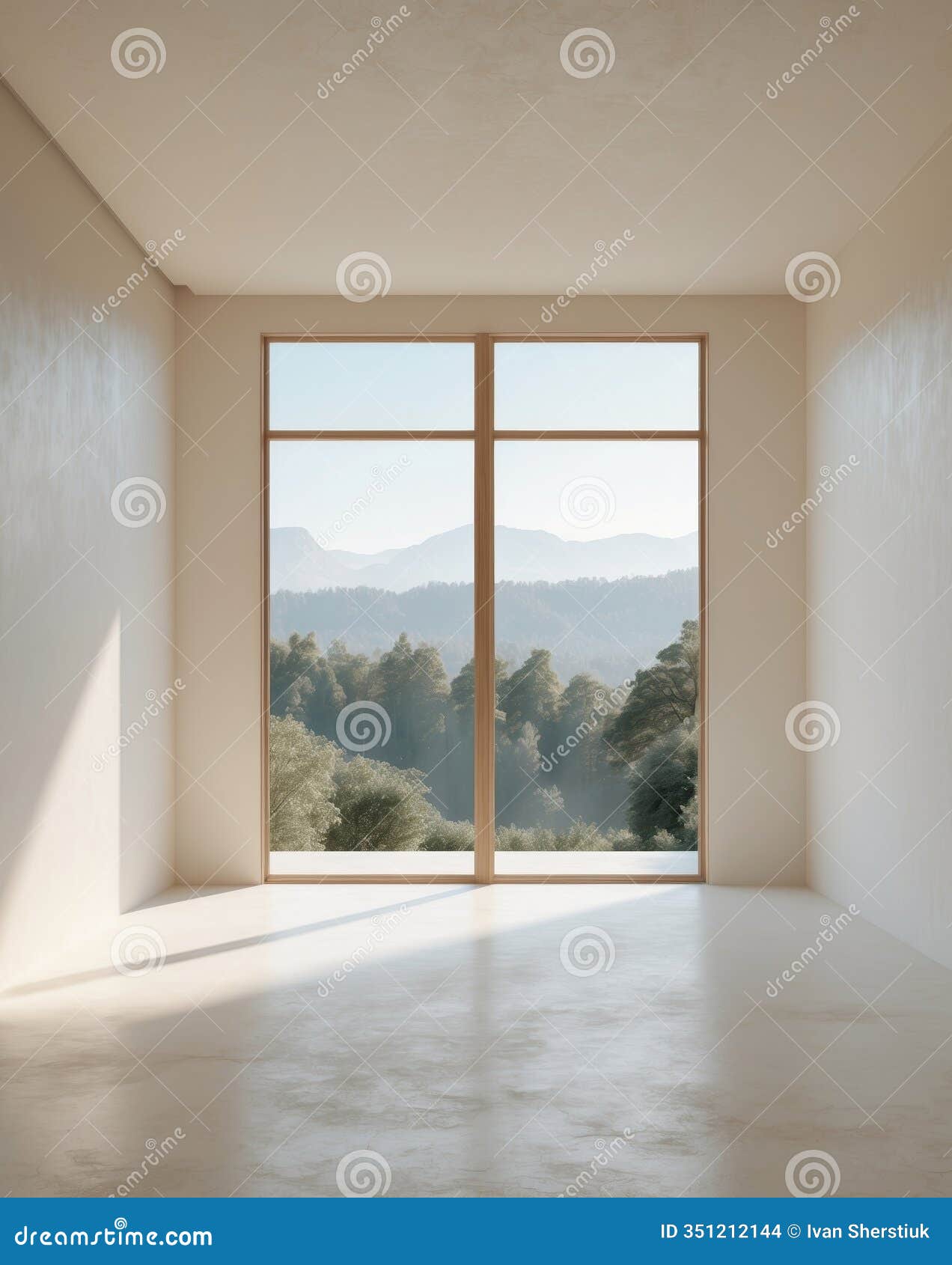 Bright and Tranquil Interior View with a Scenic Window and Nature ...