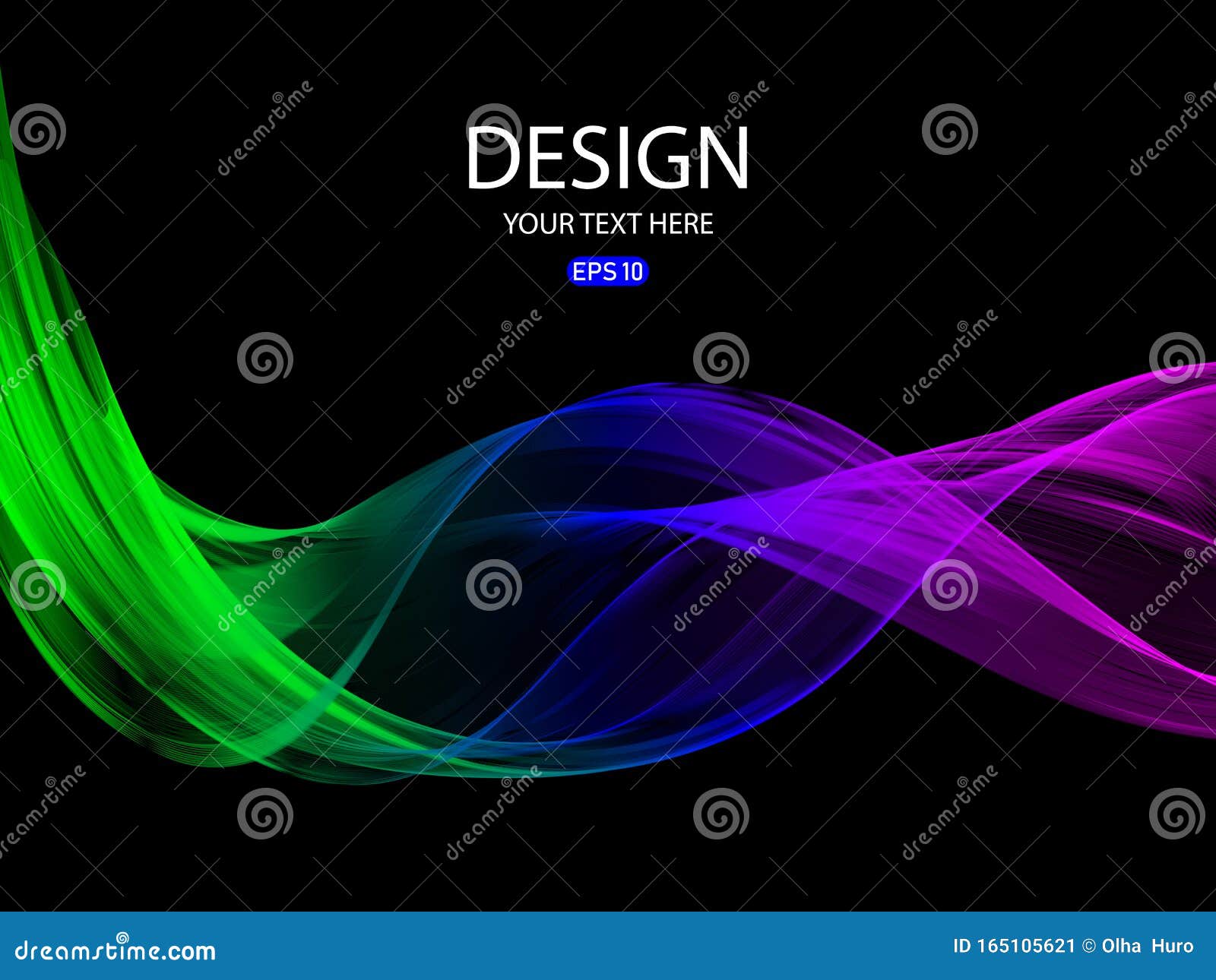 Bright Transparent Gradient Wave on Dark Background. Vector Background ...