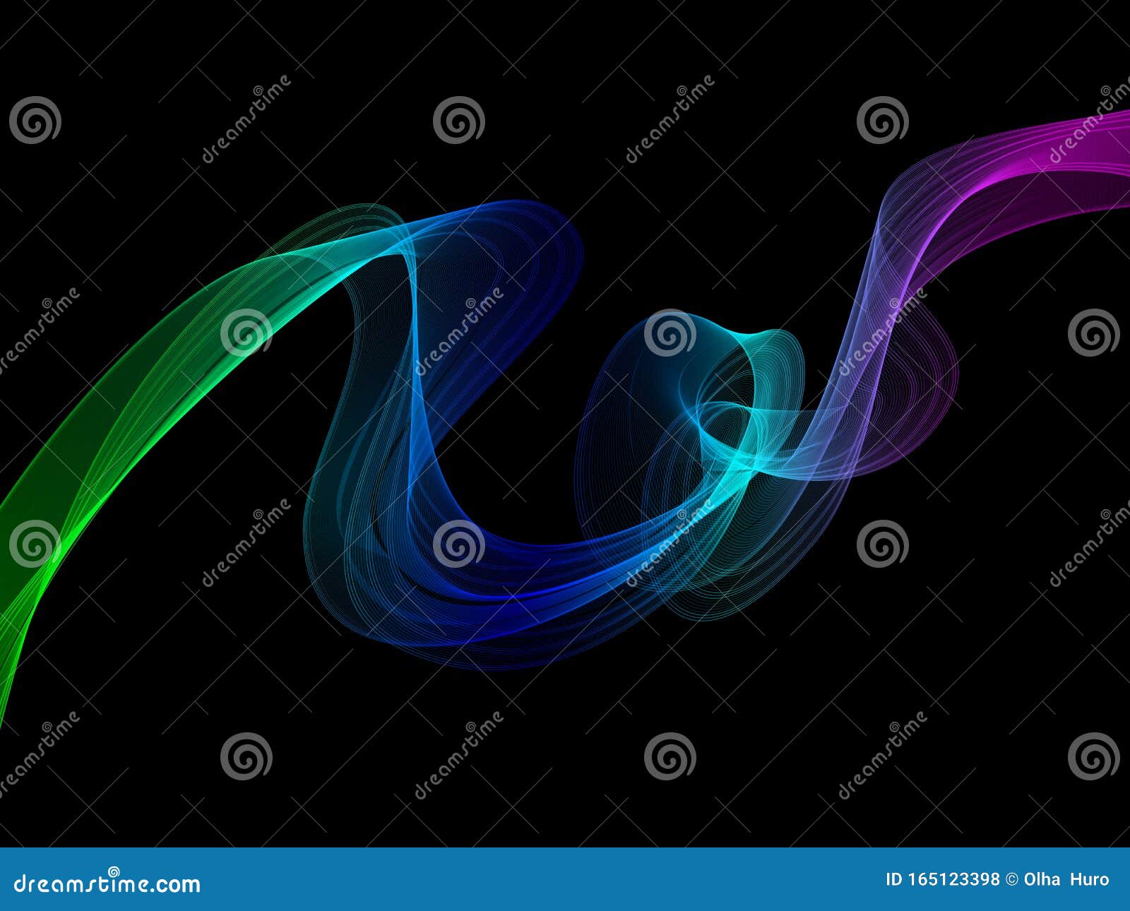 Bright Transparent Gradient Wave on Dark Background. Vector Background ...