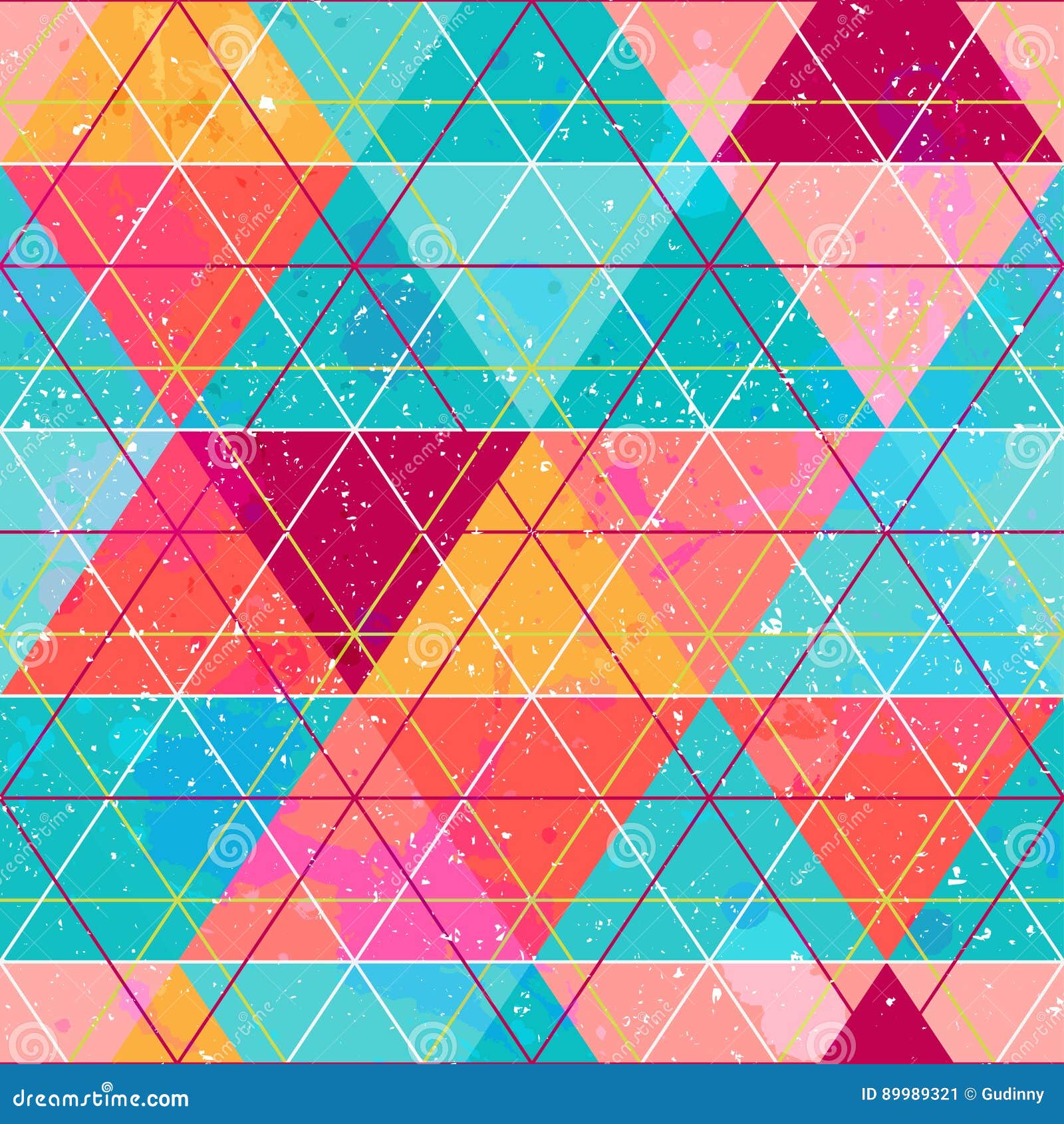 Bright Triangle Seamless Pattern with Grunge Effect Stock Vector ...
