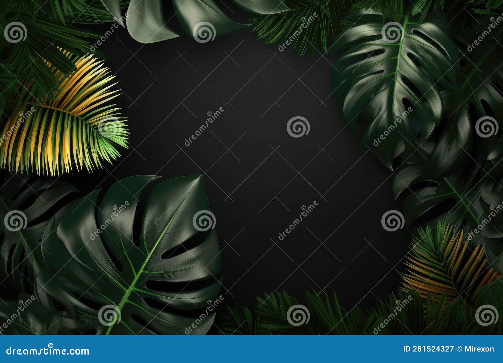 Bright Tropical Background with Jungle Plants. Exotic Pattern with Palm ...
